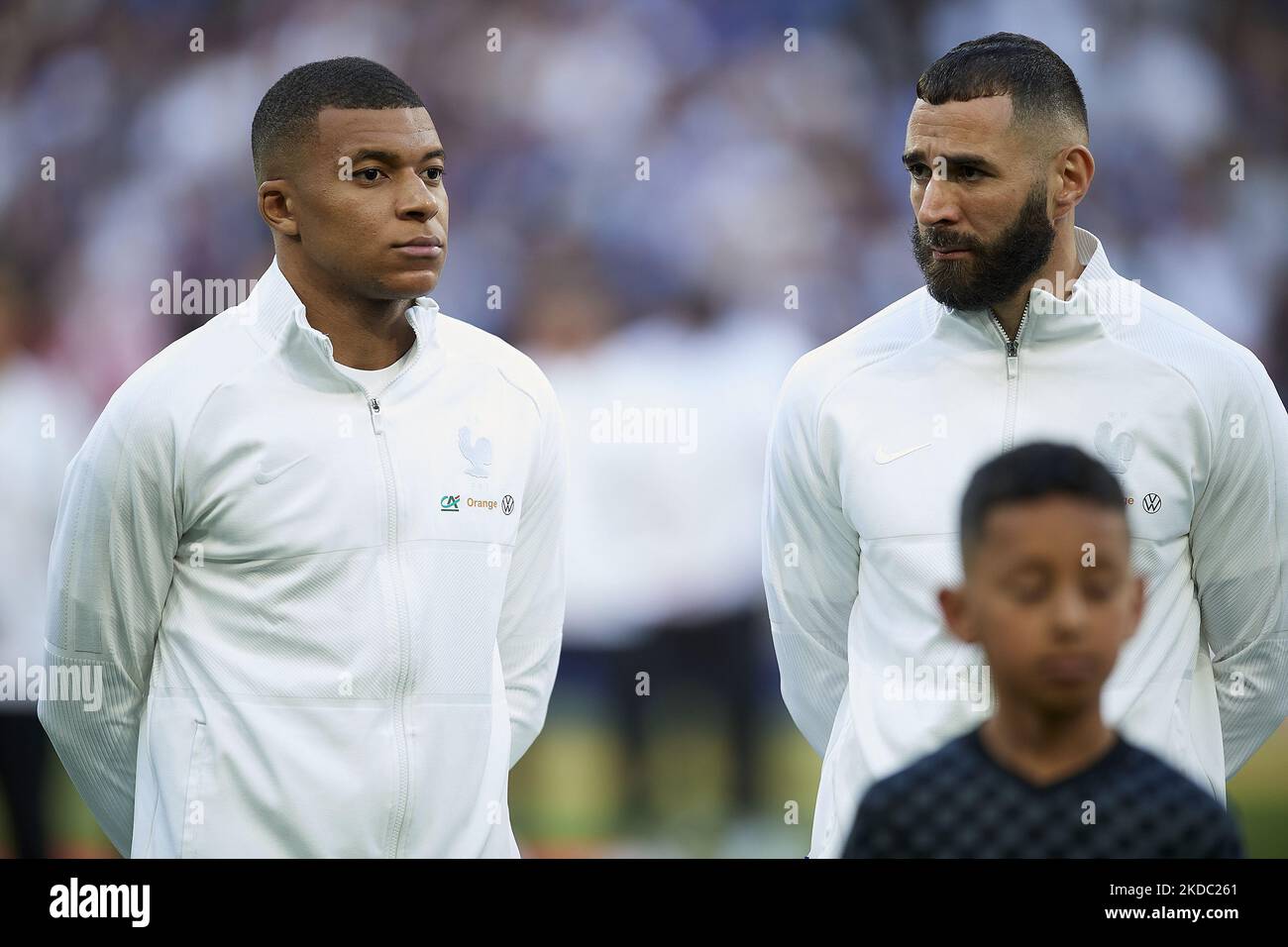 Kylian Mbappe (Paris Saint-Germain) and Karim Benzema (Real Madrid) of ...