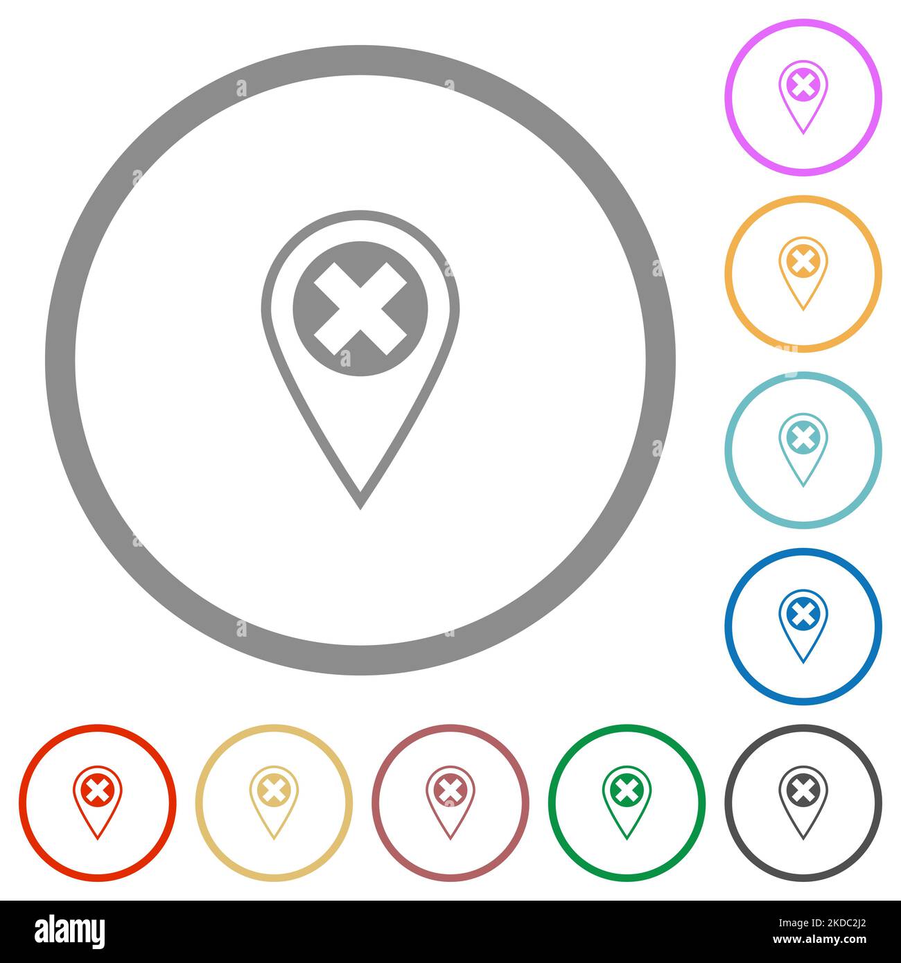 GPS location cancel flat color icons in round outlines on white background Stock Vector Image ...