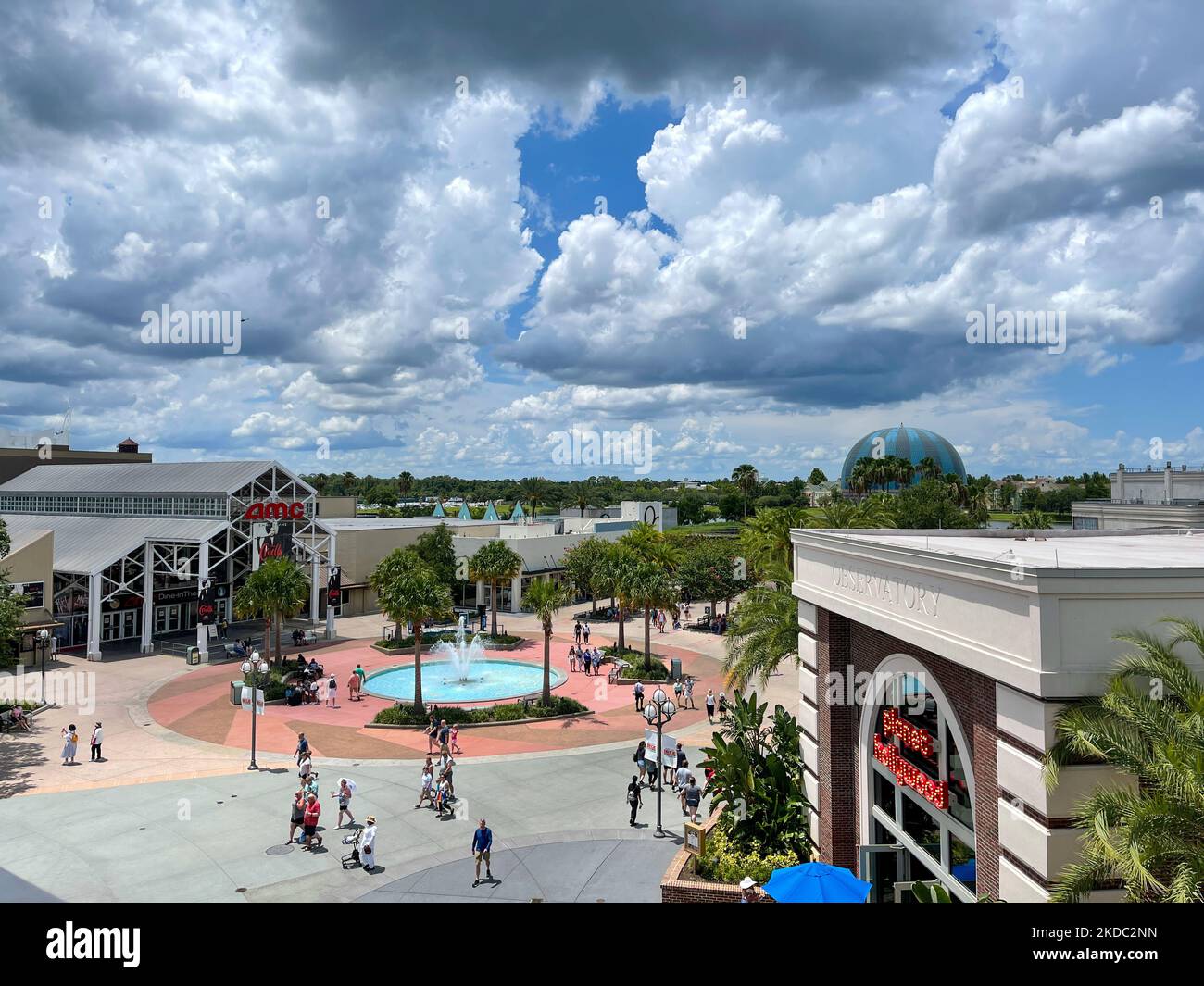 Orlando, FL USA - July 19, 2020: An aerial view of an AMC Theatre at an ...