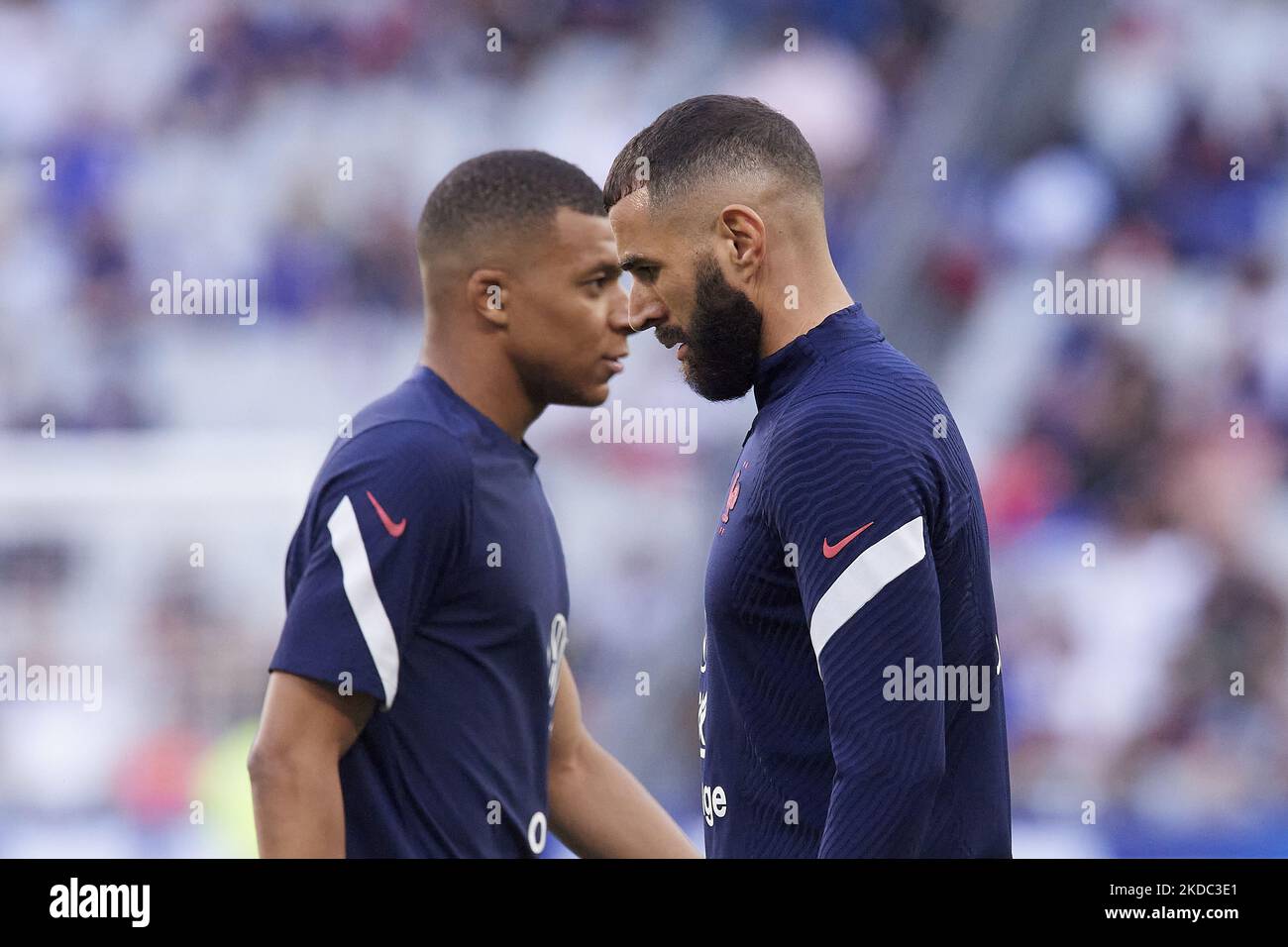 Kylian Mbappe (Paris Saint-Germain) and Karim Benzema (Real Madrid) of ...