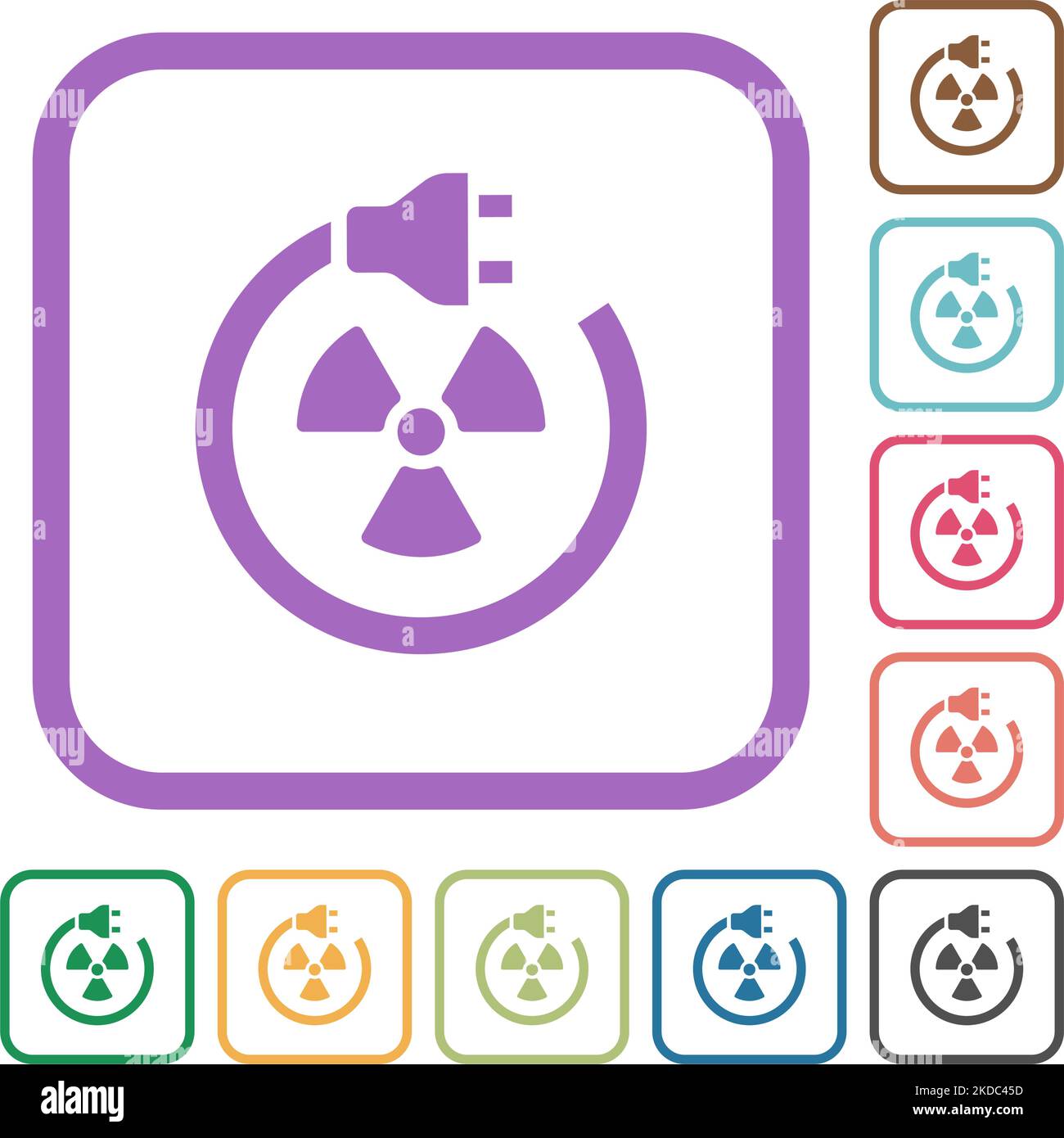 Nuclear energy simple icons in color rounded square frames on white background Stock Vector ...