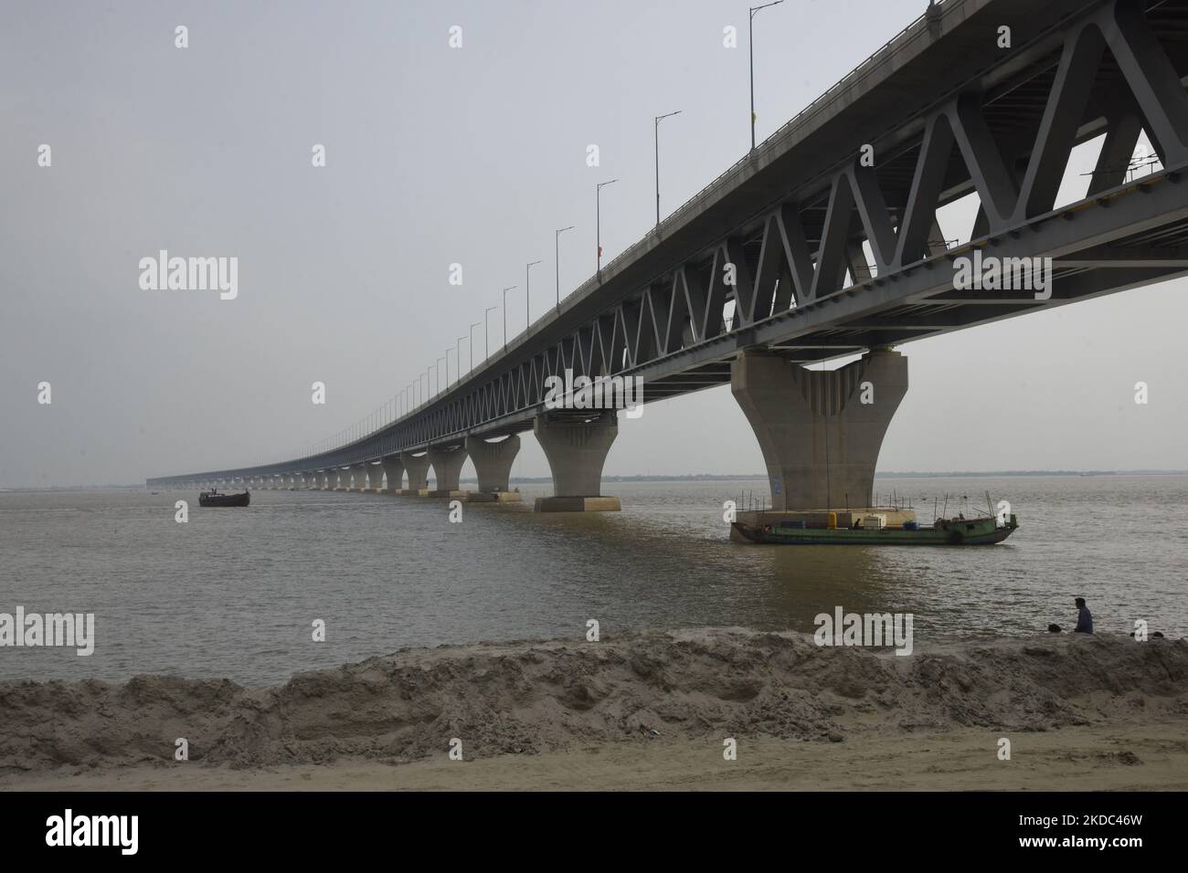 A view of the Padma multipurpose bridge at the Maowa point, about 40 ...