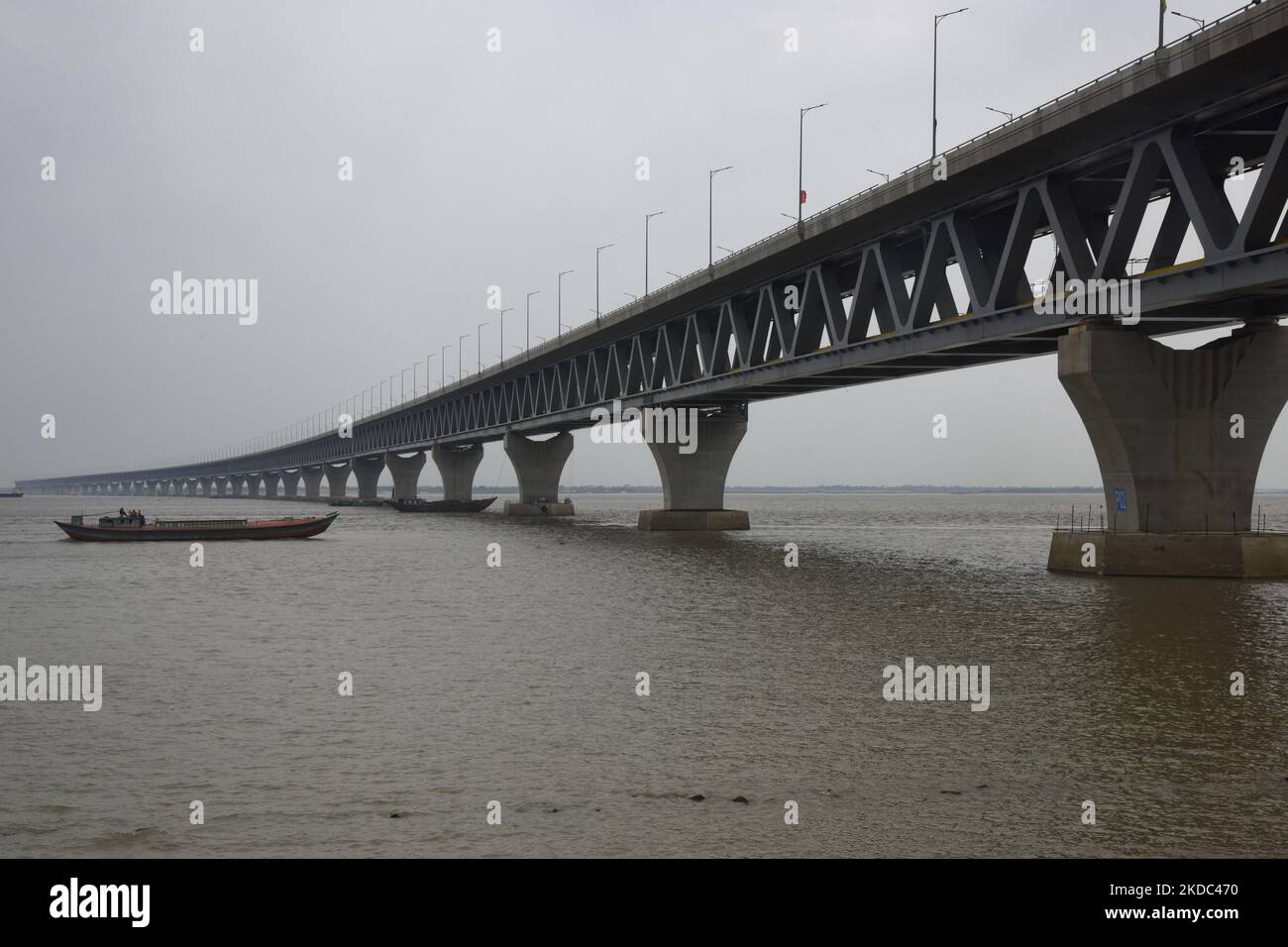 A view of the Padma multipurpose bridge at the Maowa point, about 40 ...