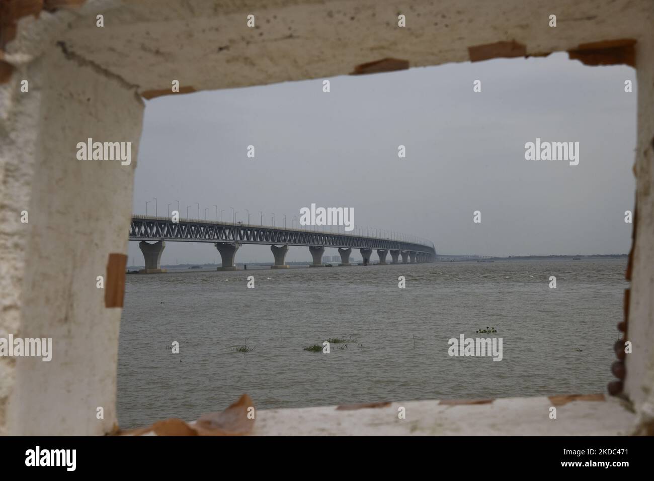 A view of the Padma multipurpose bridge at the Maowa point, about 40 ...