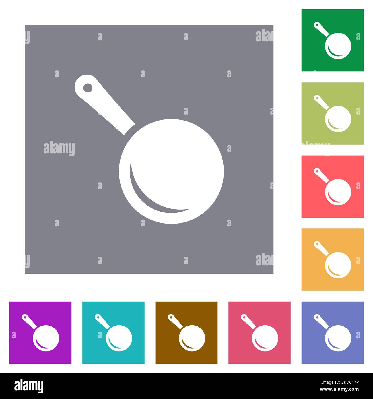 Frying pan top view flat icons on simple color square backgrounds Stock Vector Image & Art - Alamy
