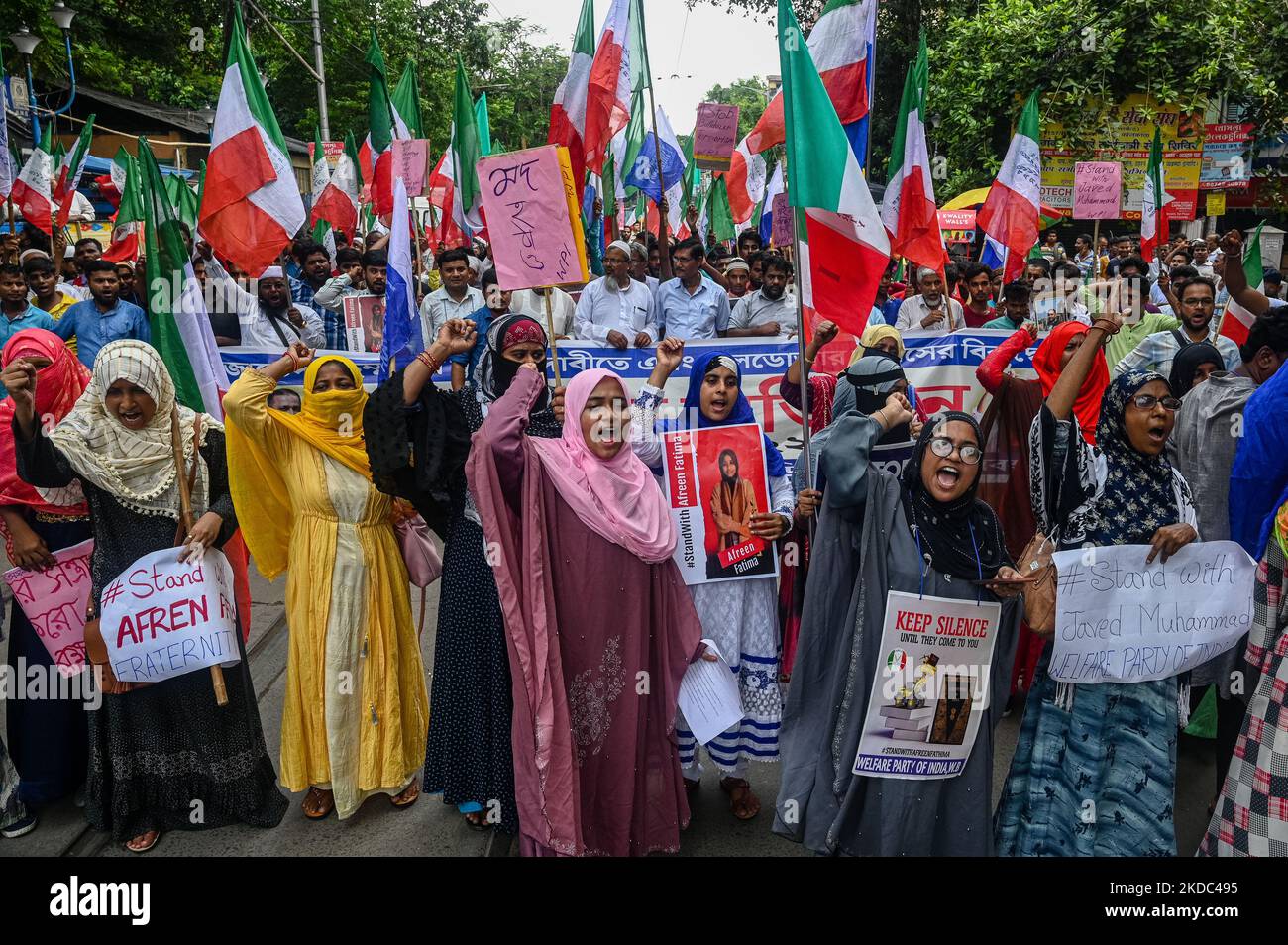 Muslim women shout slogans during a demonstration in support of young ...