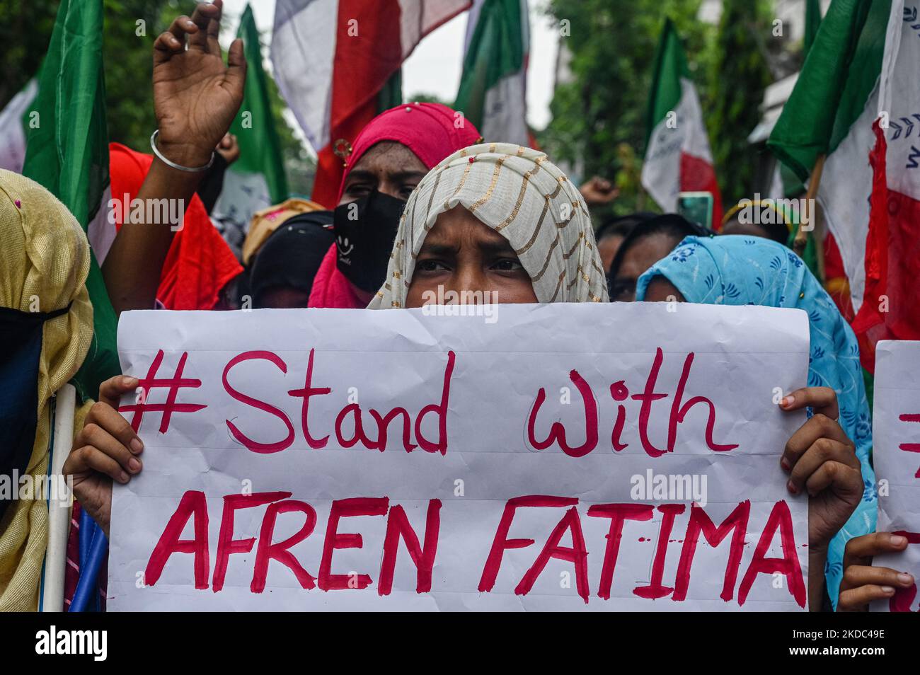 Muslim women shout slogans during a demonstration in support of young ...