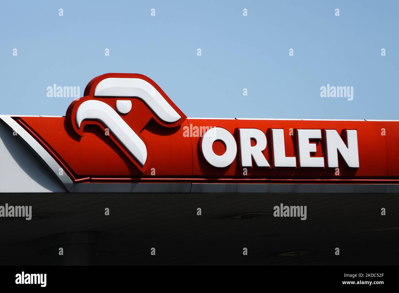 Orlen logo is seen on a petrol station in Krakow, Poland on June 15 ...