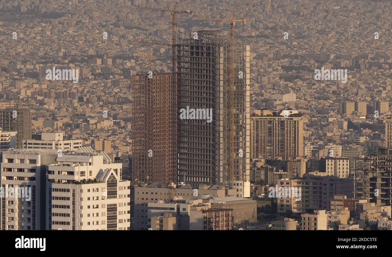 A high-rise tower which is currently under construction is pictured in ...