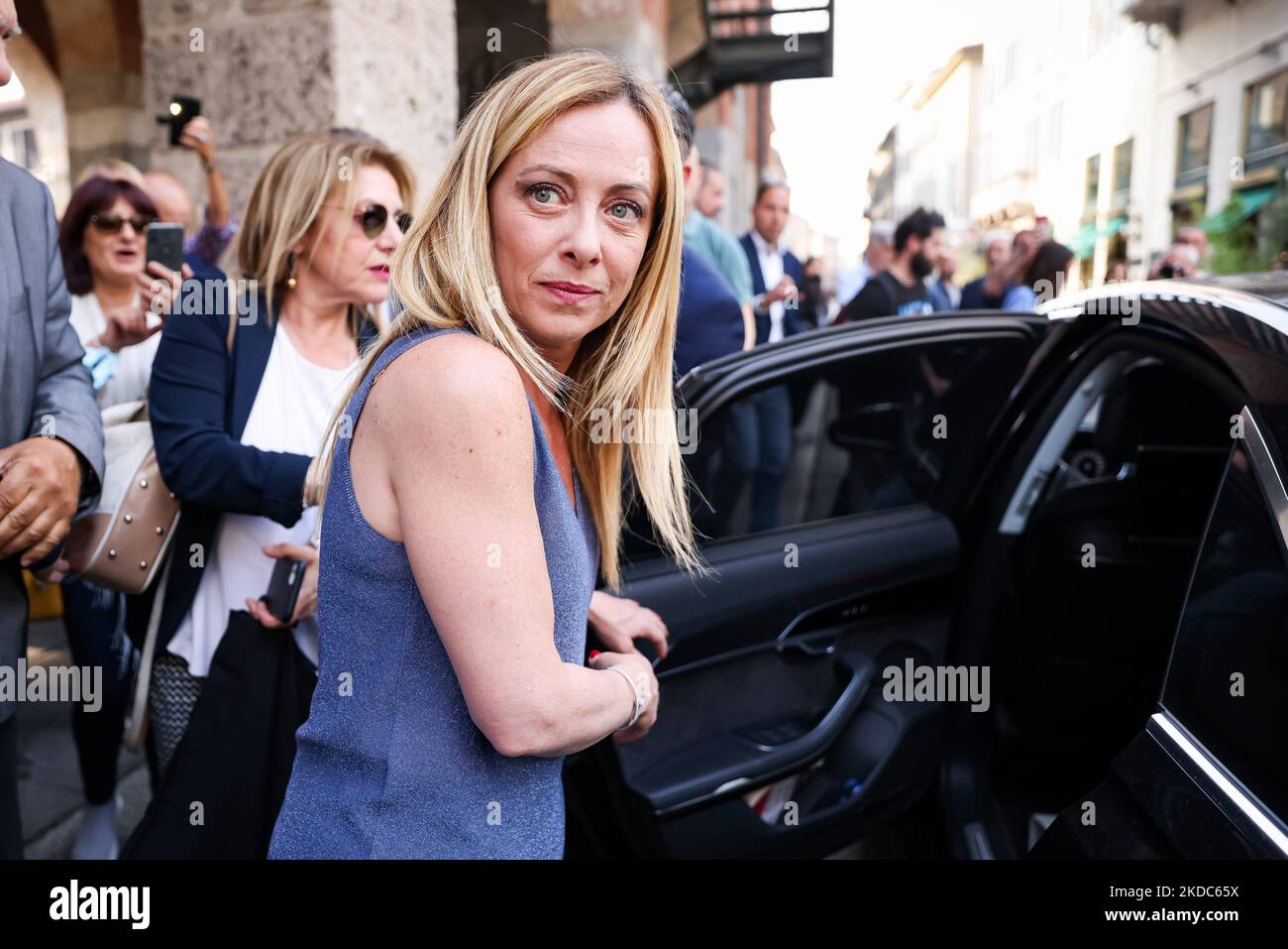 Fratelli D'Italia party leader Giorgia Meloni attends a rally for the ...
