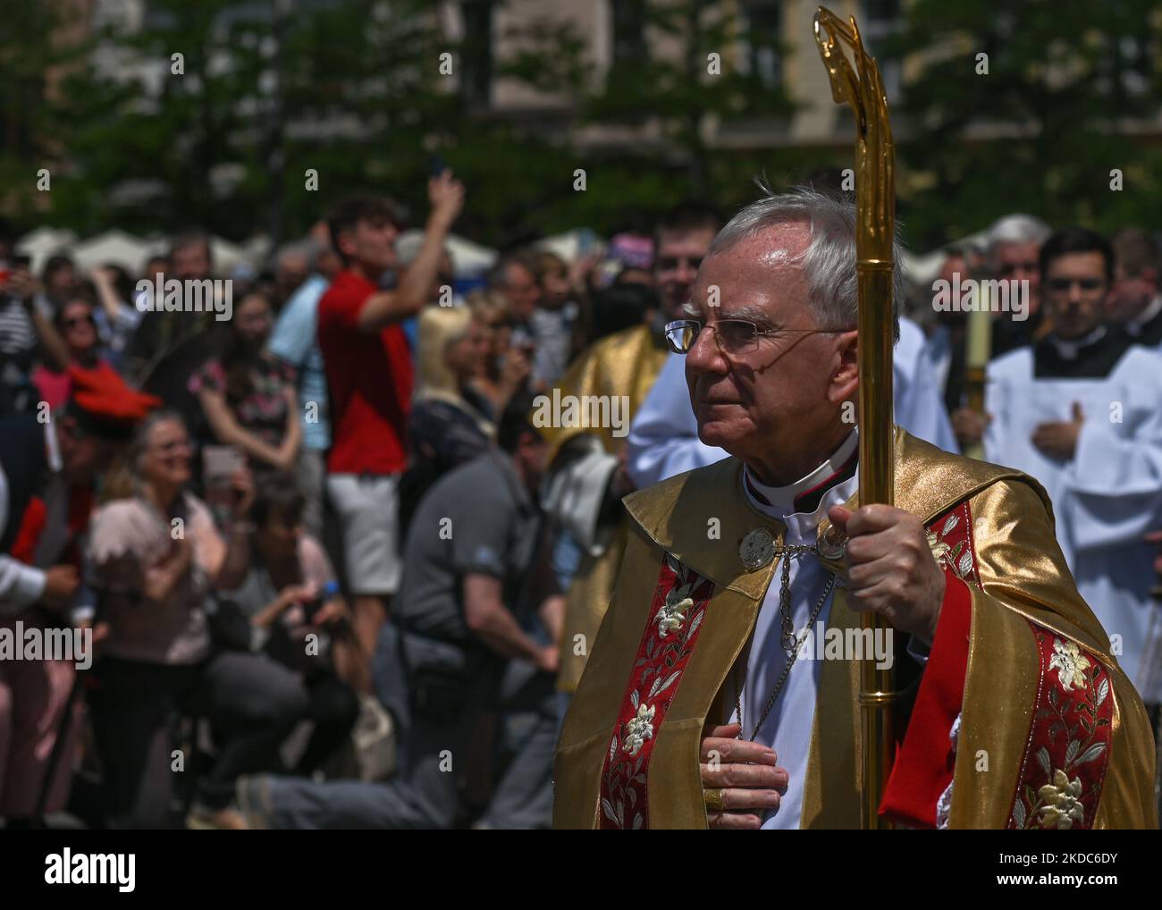 Archbishop of Krakow, Marek Jedraszewski, seen during the Corpus ...