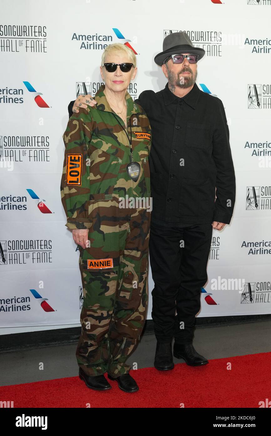 Annie Lennox (L) and Dave Stewart, of the Eurythmics, attend the ...