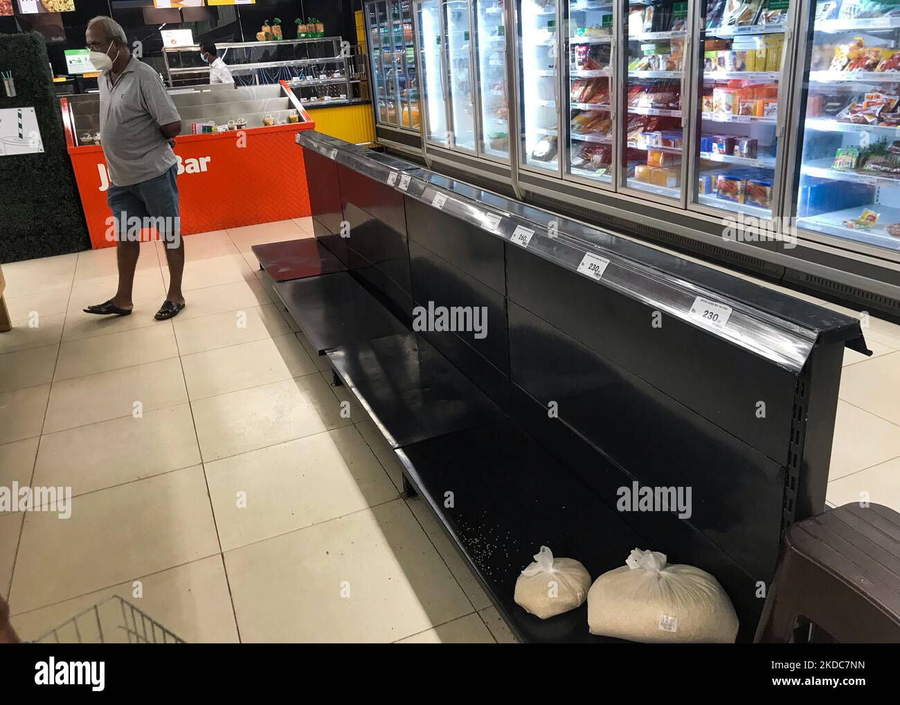 Empty shelves inside a supermarket, amid the country's economic crisis ...
