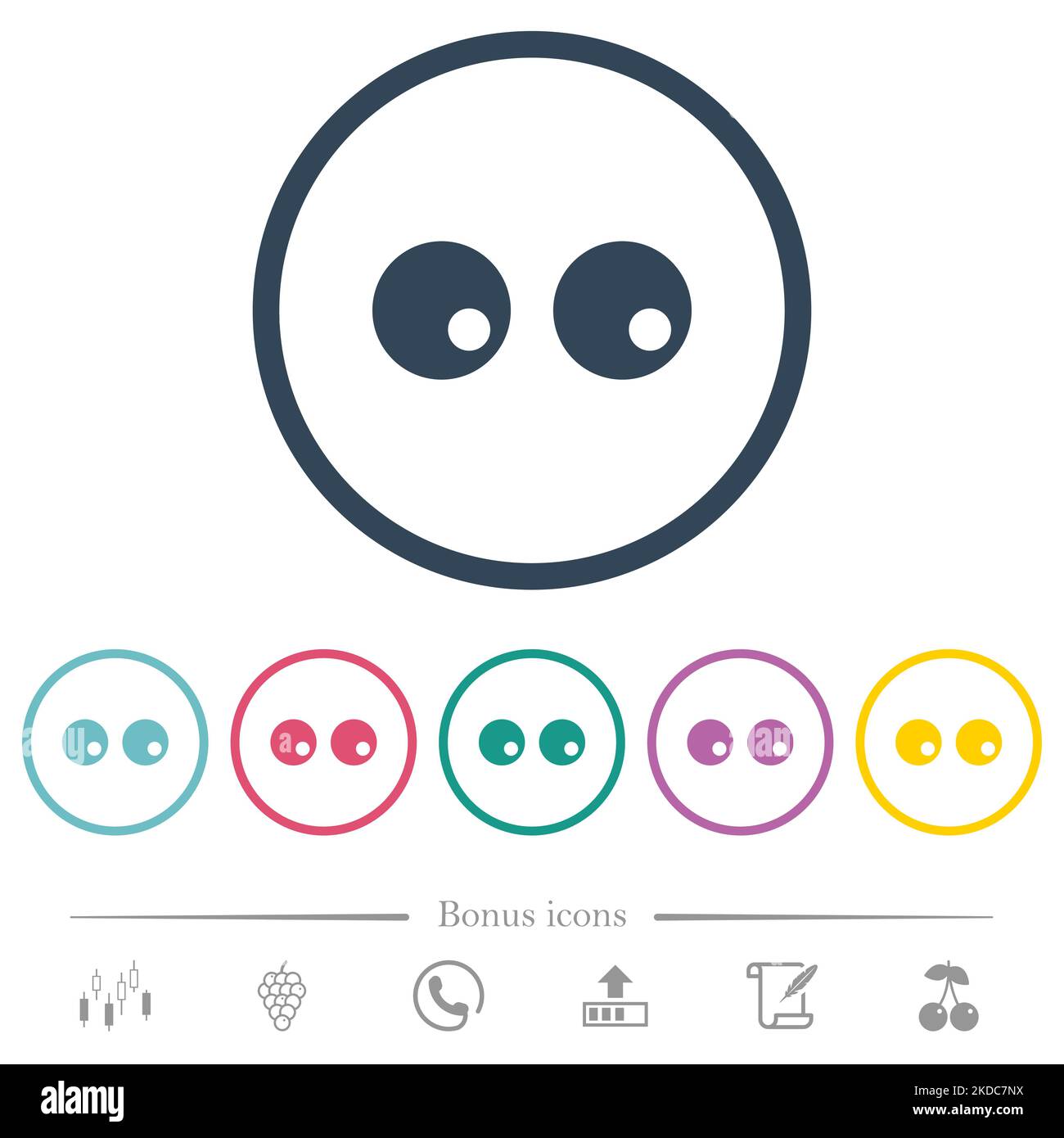 Watching eyes solid flat color icons in round outlines. 6 bonus icons ...