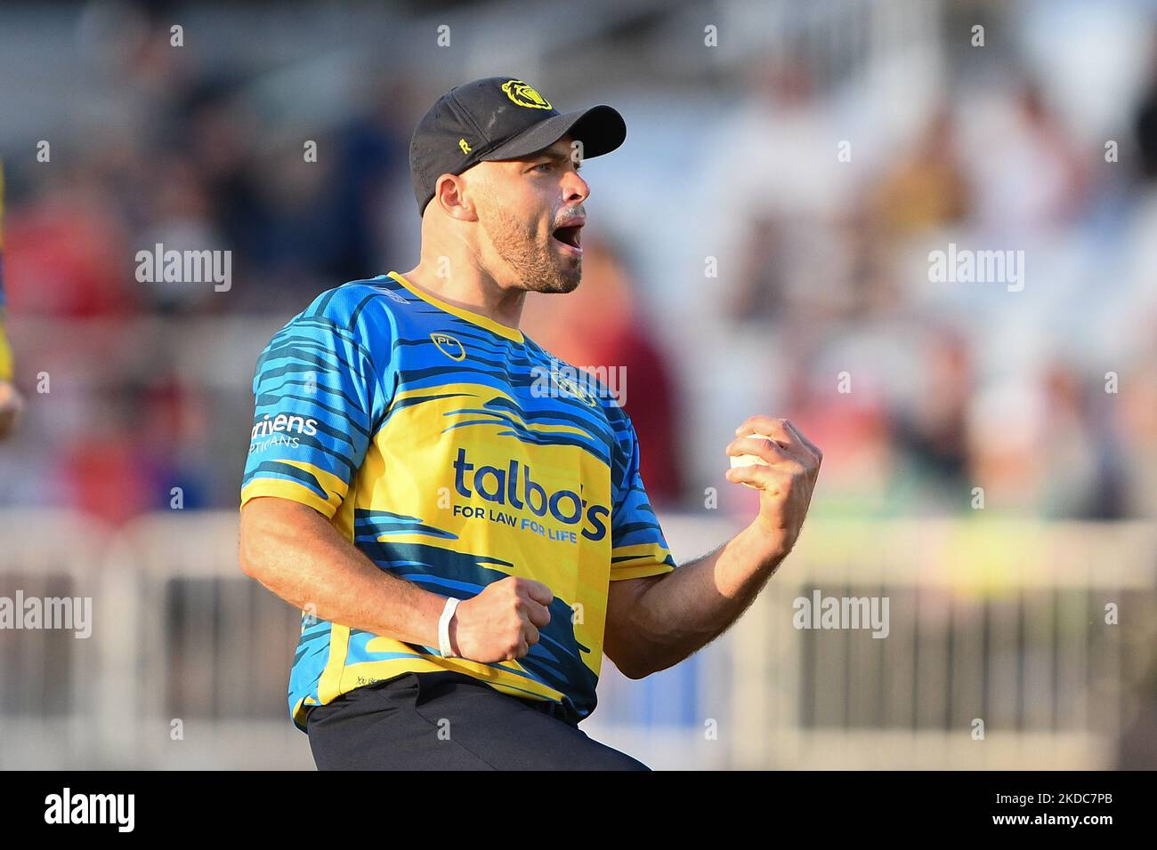 Jake Lintott of Birmingham Bears celebrates after catching Ben Duckett ...