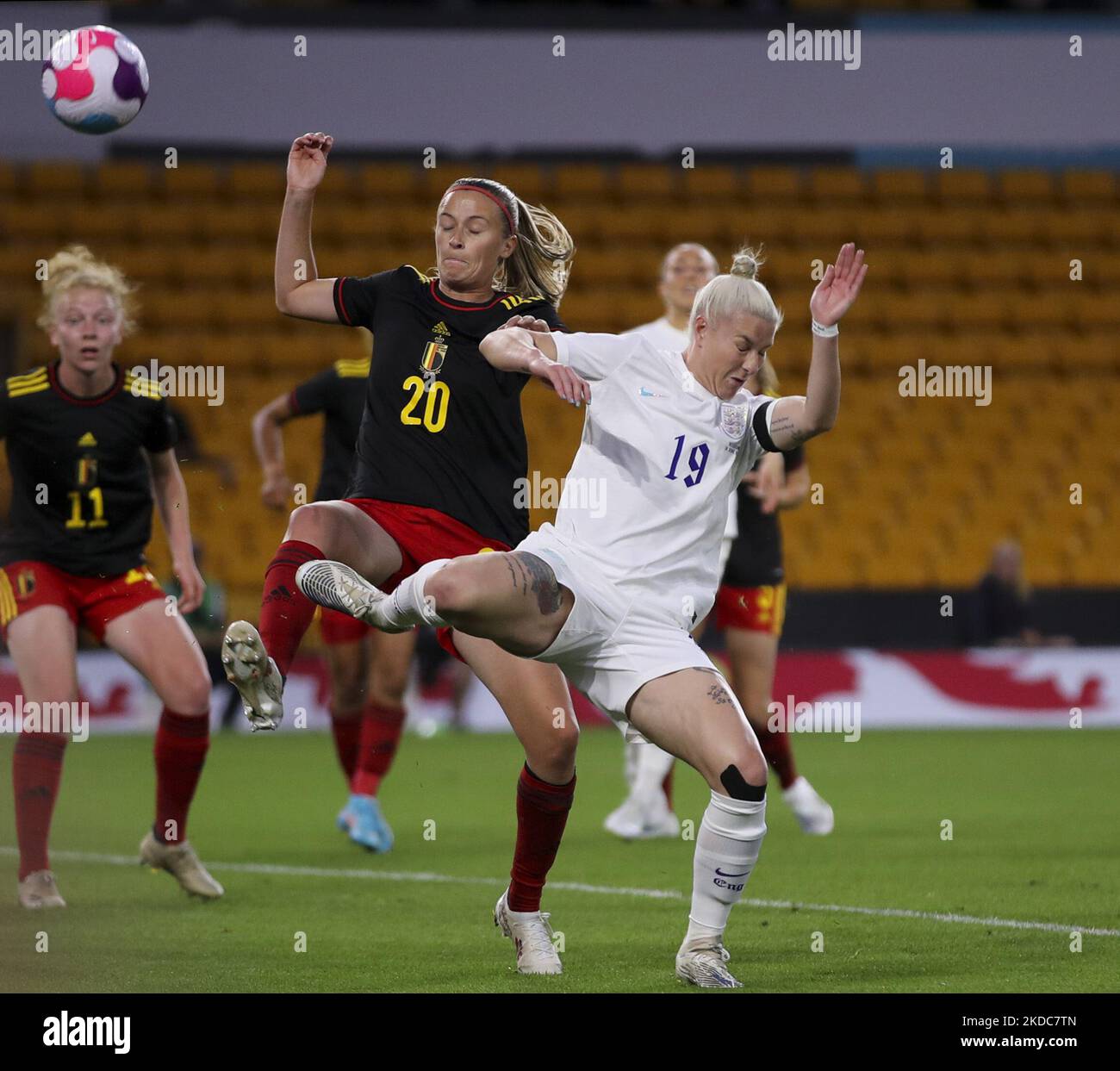 Bethany England of England competes for the ball during the ...