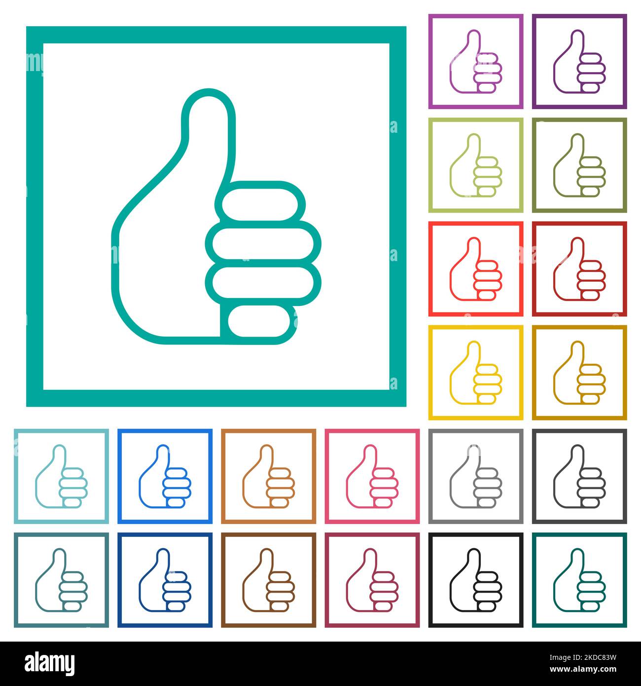 Left handed thumbs up outline flat white icons on round color ...