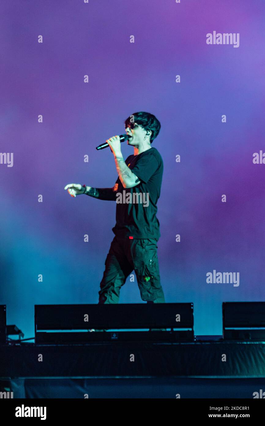 Ultimo during the concert, ultimo stadi 2022, at Stadio del Conetro ...