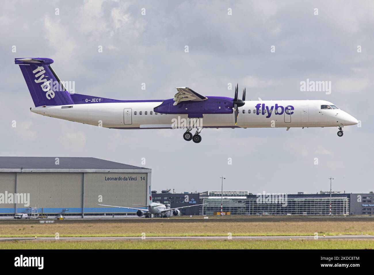 Flybe Bombardier DHC-8-400 turboprop aircraft as seen landing at ...
