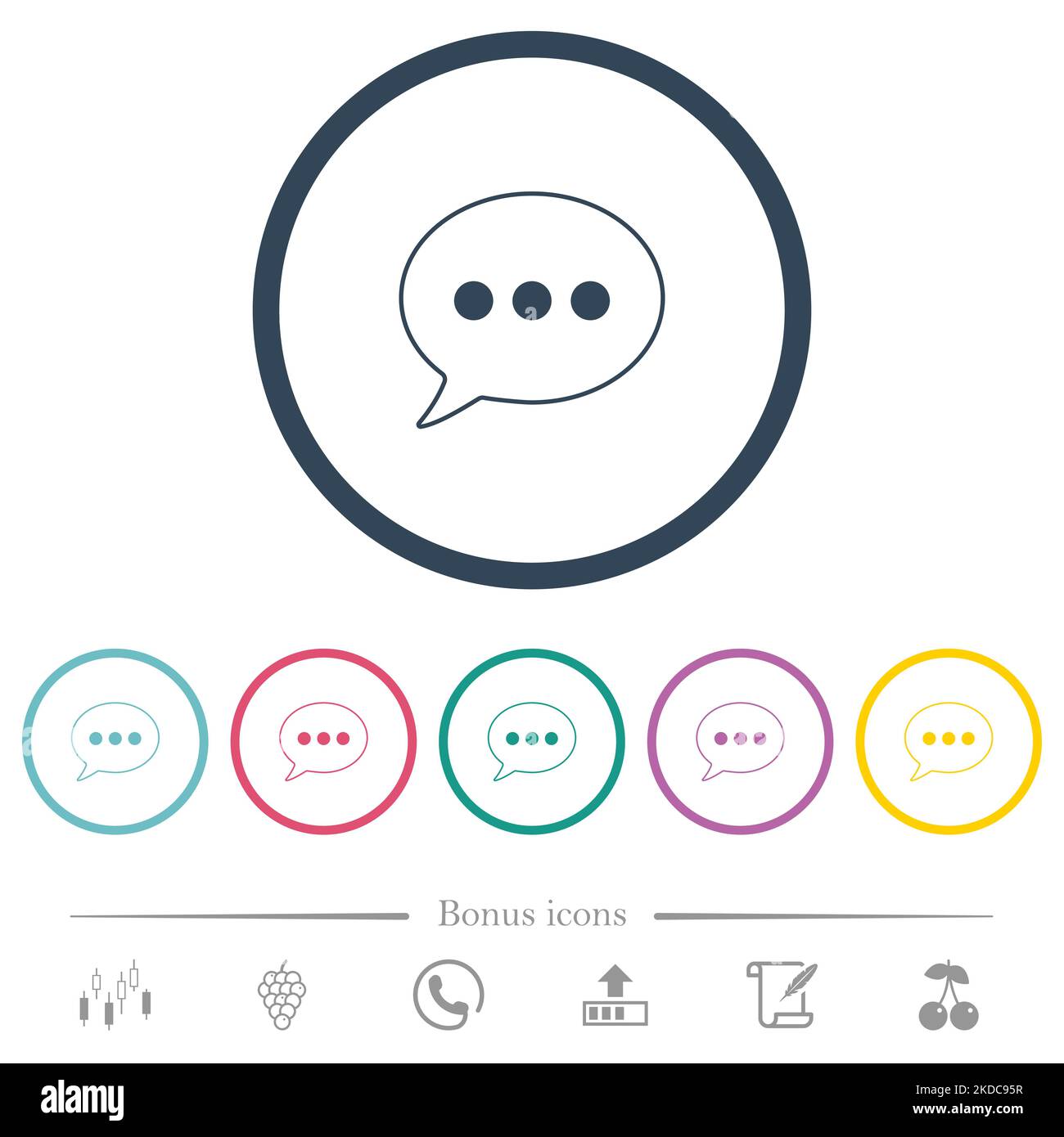 One oval active chat bubble outline flat color icons in round outlines ...