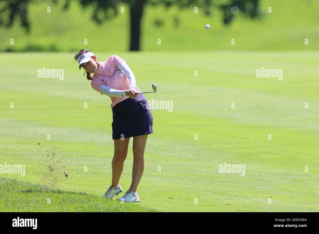 Cheyenne Knight of Aledo, Texas hits from the fairway to the 3rd green ...