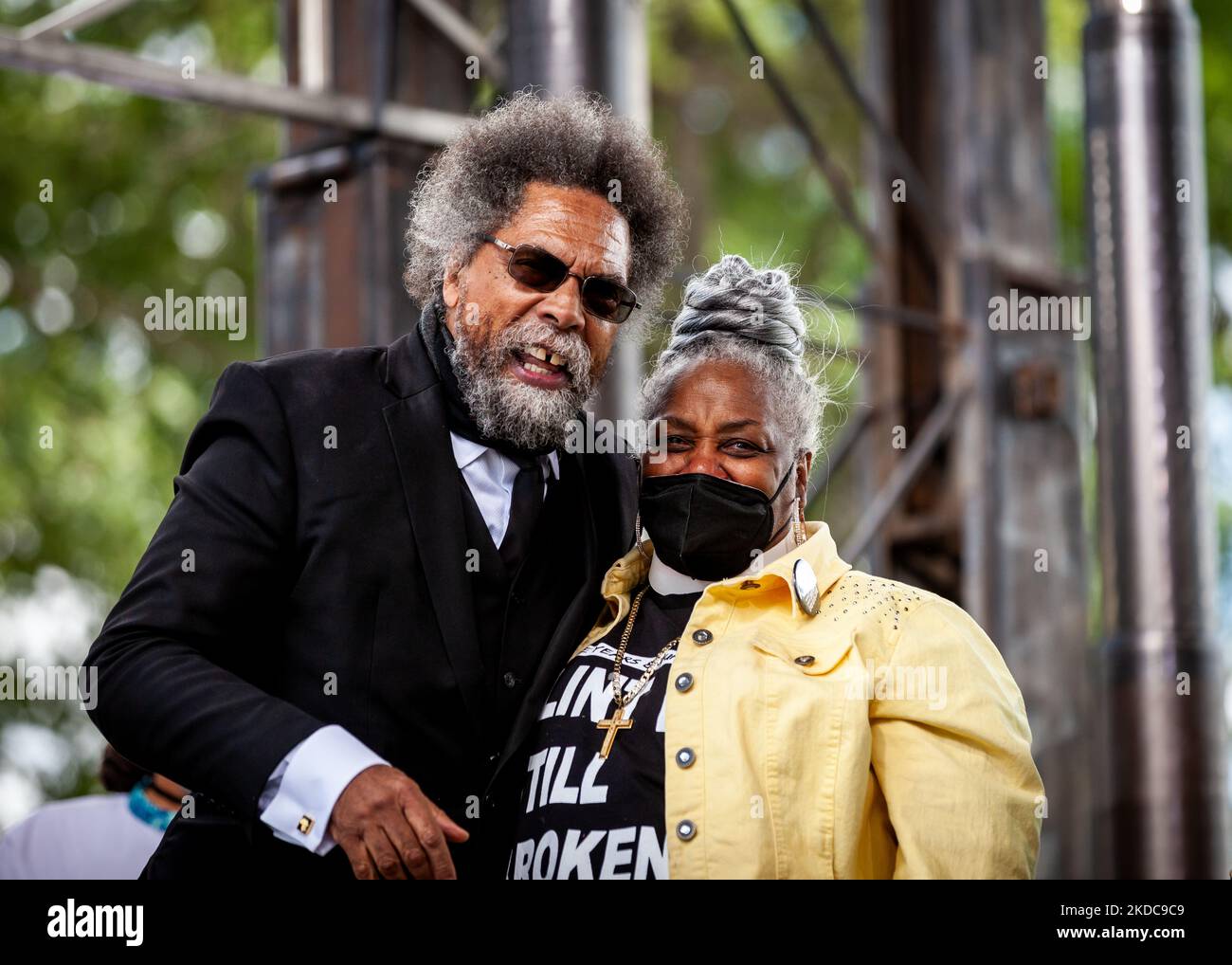 Dr. Cornel West hugs Bishop Bernadel Jefferson of Flint, MI, after ...