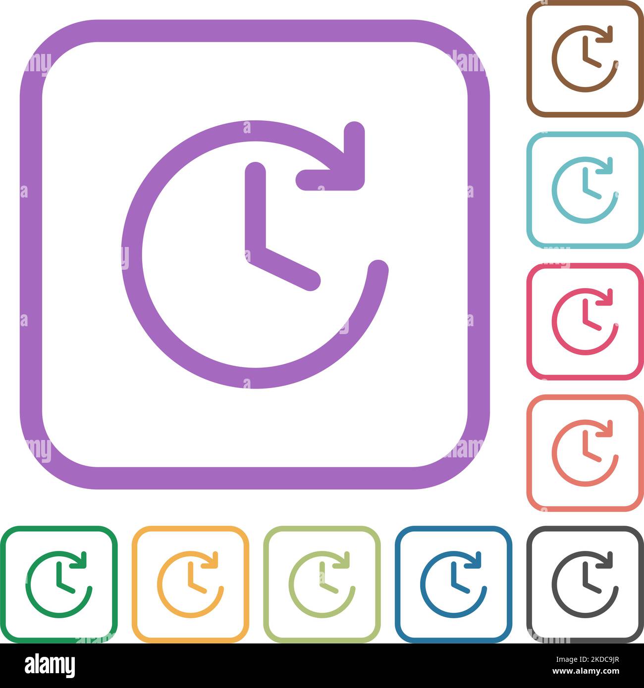 Circle shaped forward arrow and clock simple icons in color rounded ...