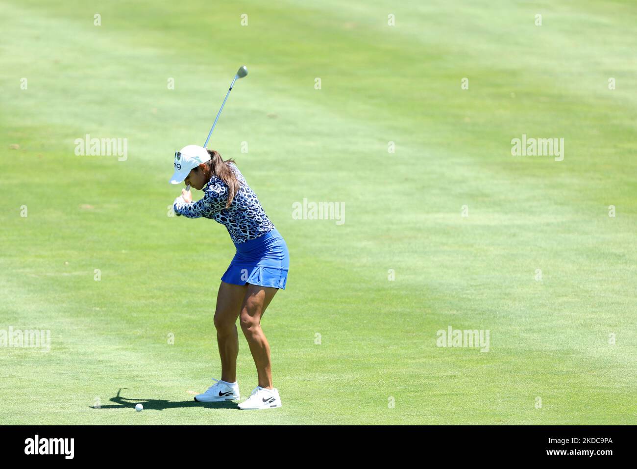 Paula Reto of South Africa hits her fairway shot on the first hole ...