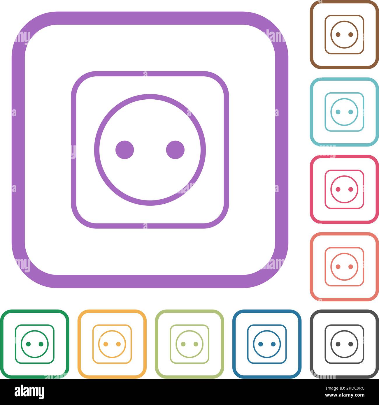 Electrical Socket With One Outlet Outline Simple Icons In Color Rounded