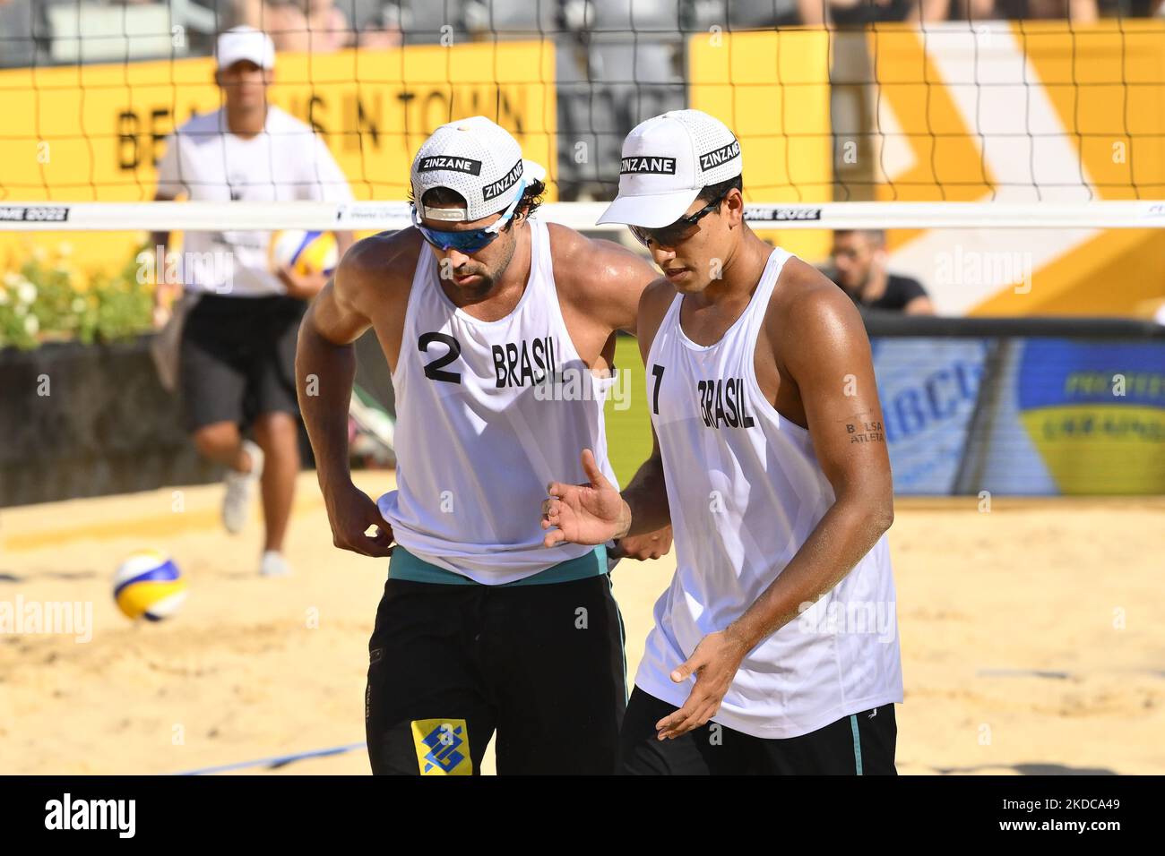 Renato/Vitor Felipe (BRA) vs Shalk/Brunner during the Beach Volleyball ...