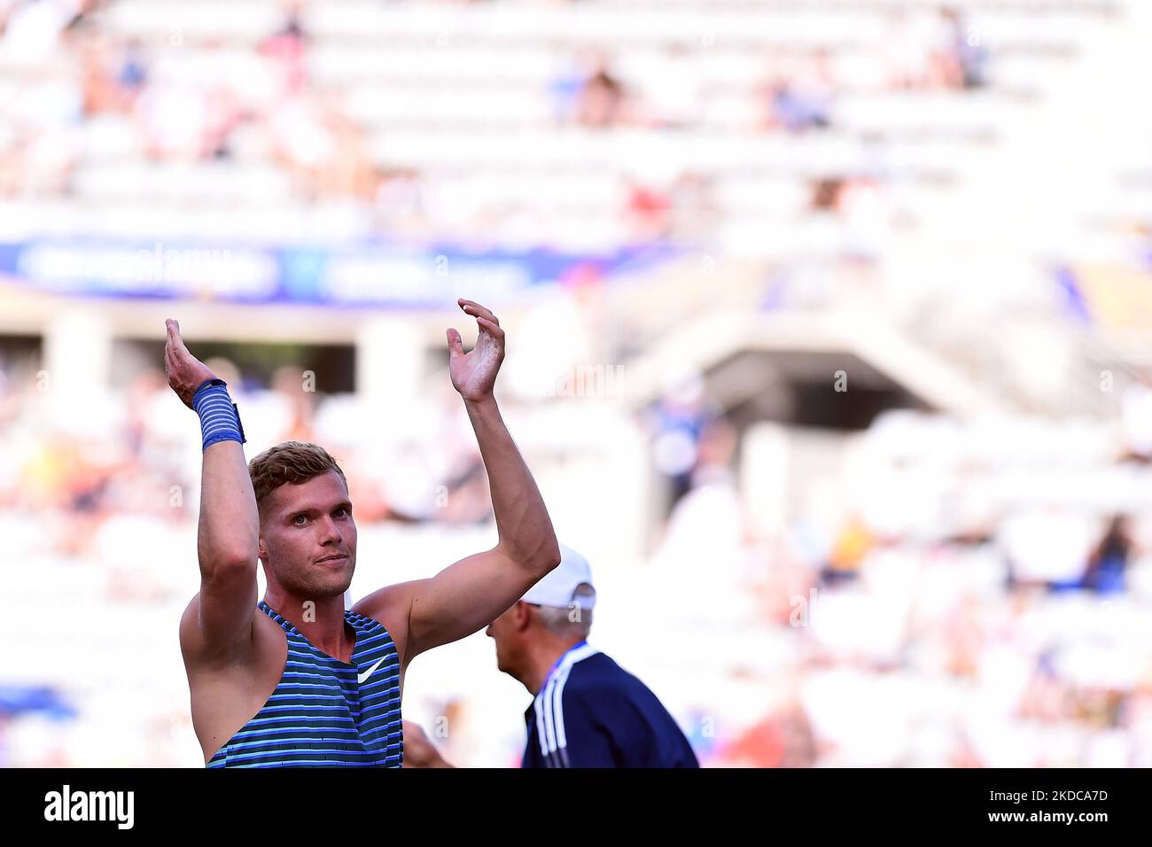 Kevin Mayer of France competes in Shot put Triathlon men during the ...
