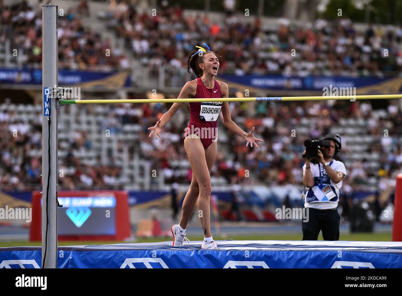Iryna Gerashchenko of Ukraine competes in high jump women during the ...