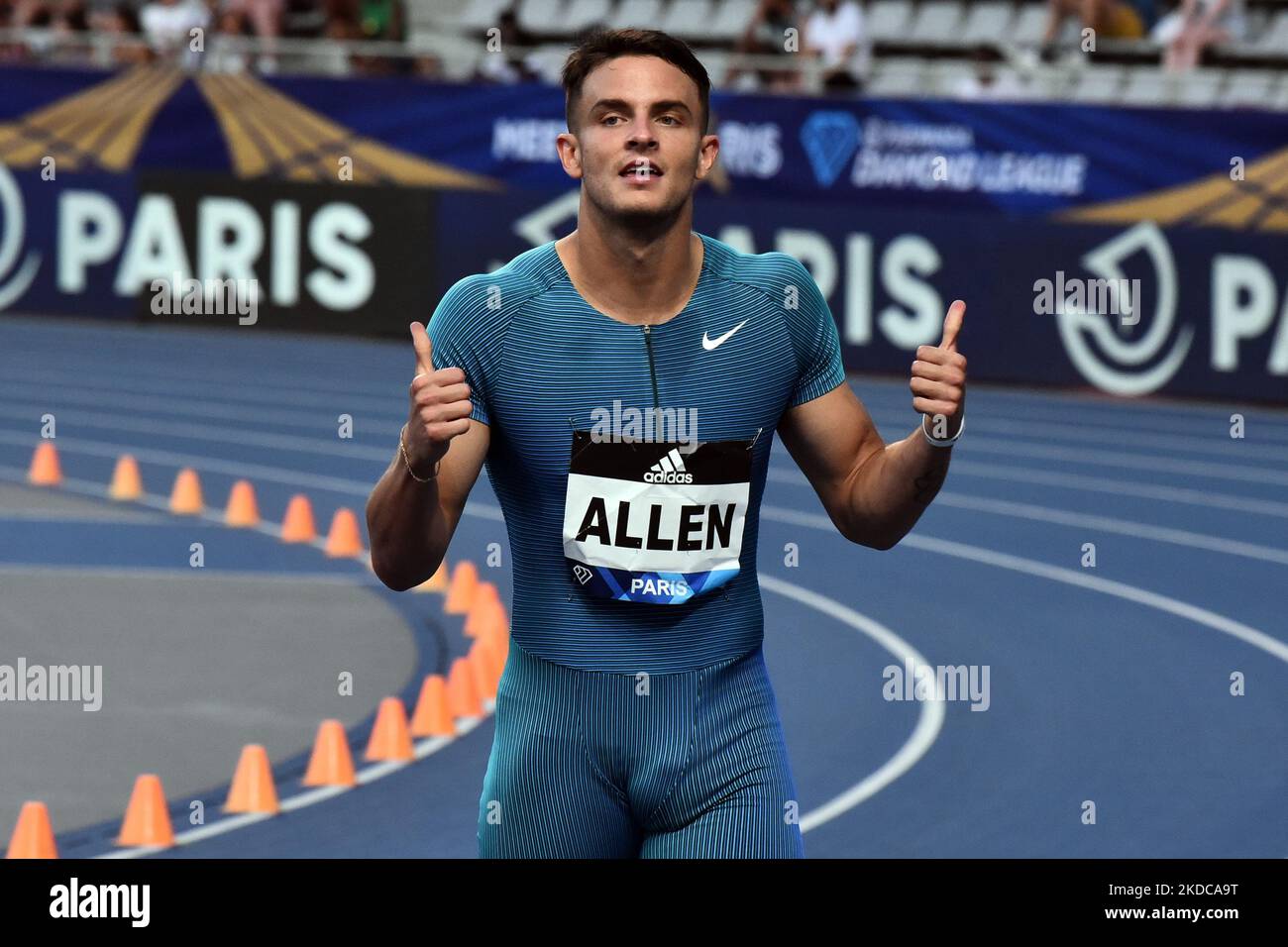 Devon Allen of United States of America competes in 110hs meters men ...