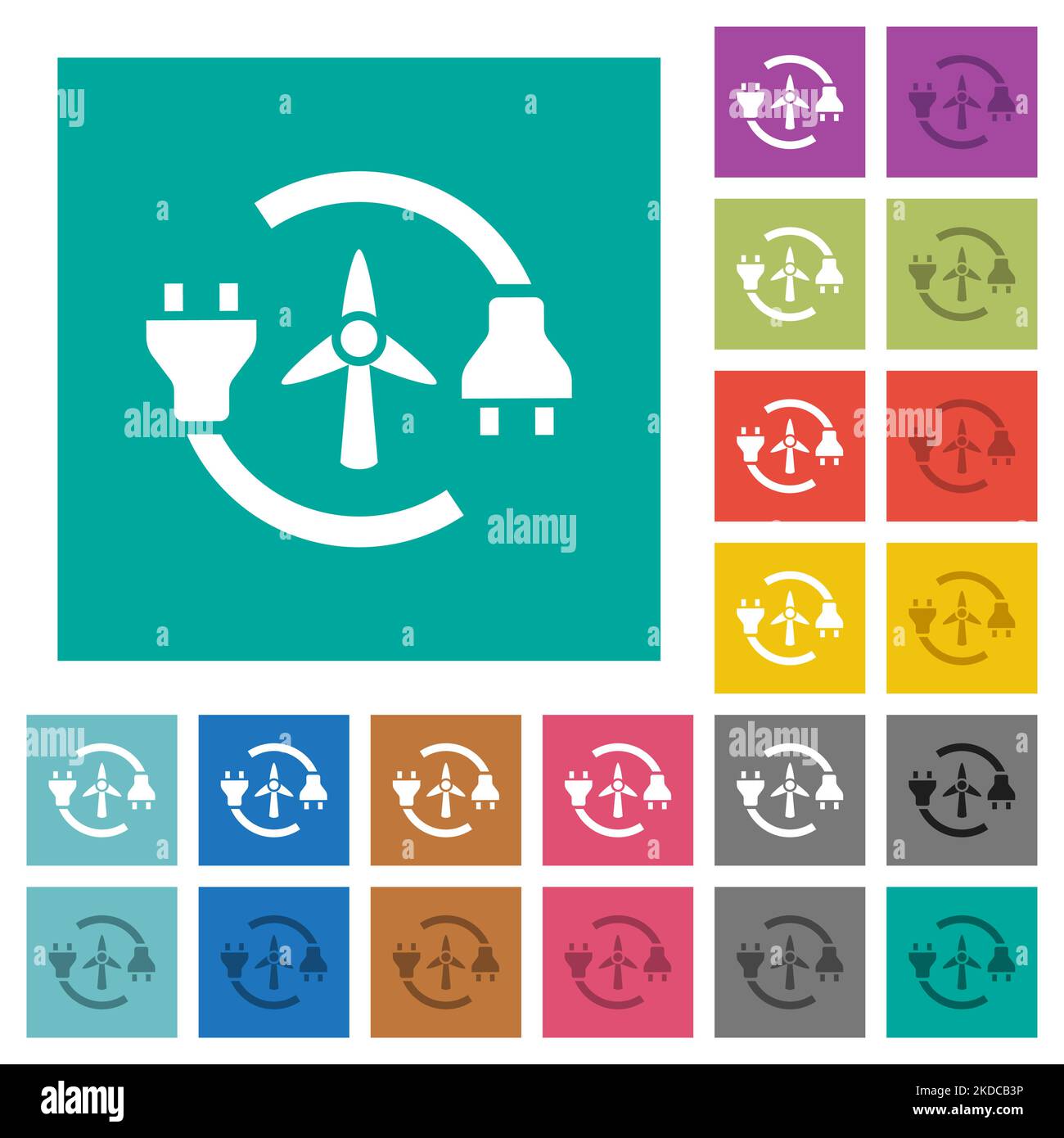 Wind energy multi colored flat icons on plain square backgrounds ...