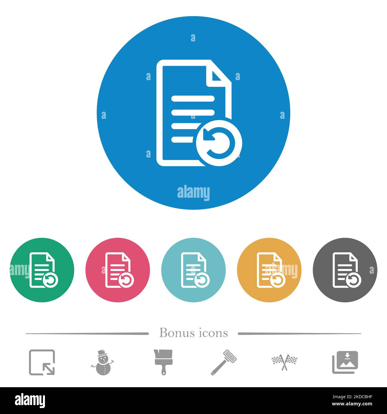 Undo document changes flat white icons on round color backgrounds. 6 ...