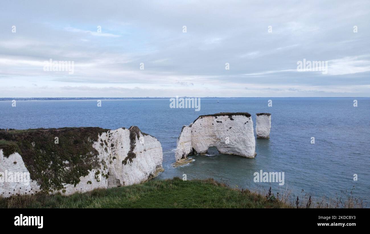 Mesmerizing drone view of Durdle Door, limestone arch, famous landmark ...