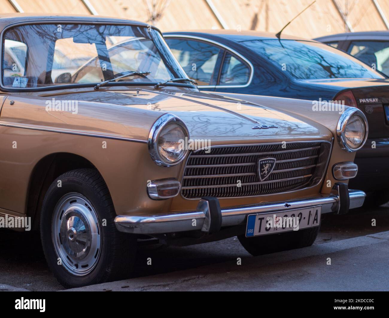 An old classic vintage car parked at the street Stock Photo - Alamy
