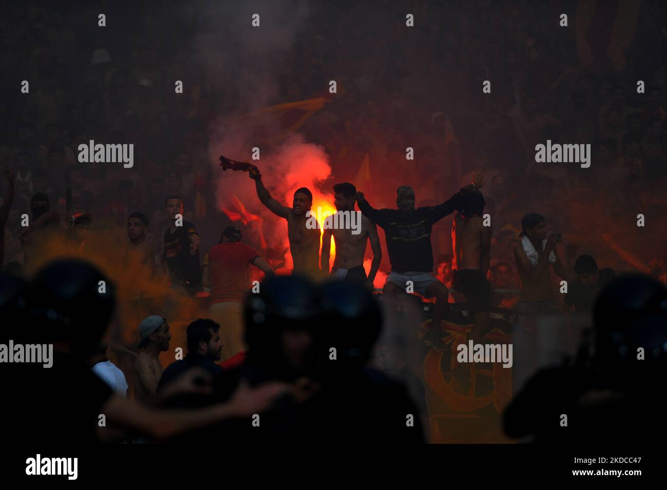 Esperance fans ignite the flames during Tunisia championship - match ...