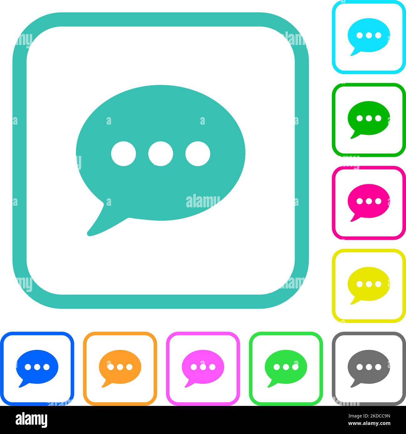 One oval active chat bubble solid vivid colored flat icons in curved ...