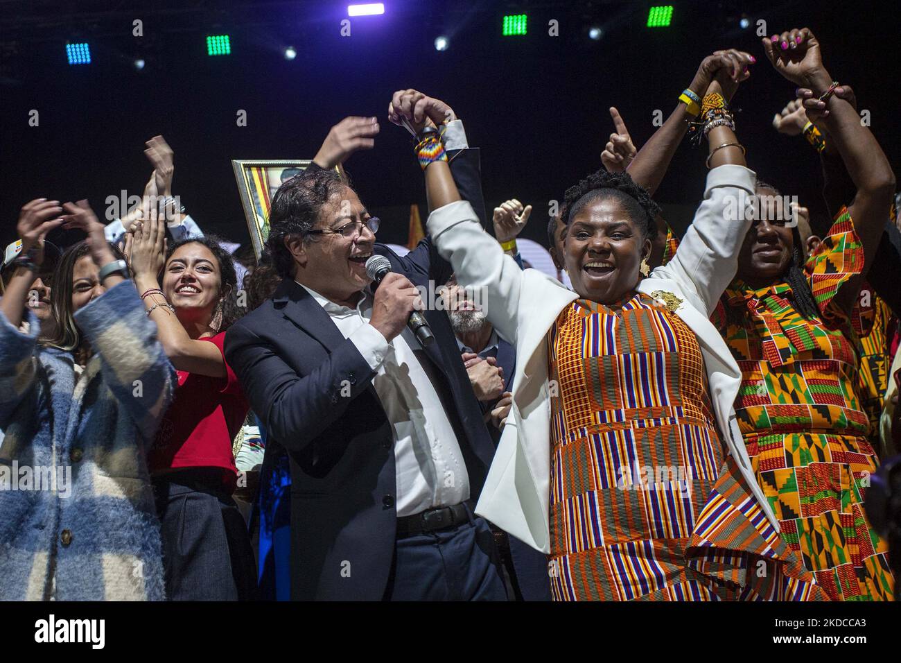 Celebration of Gustavo PetroÂ´s victory in the colombian elections, in ...
