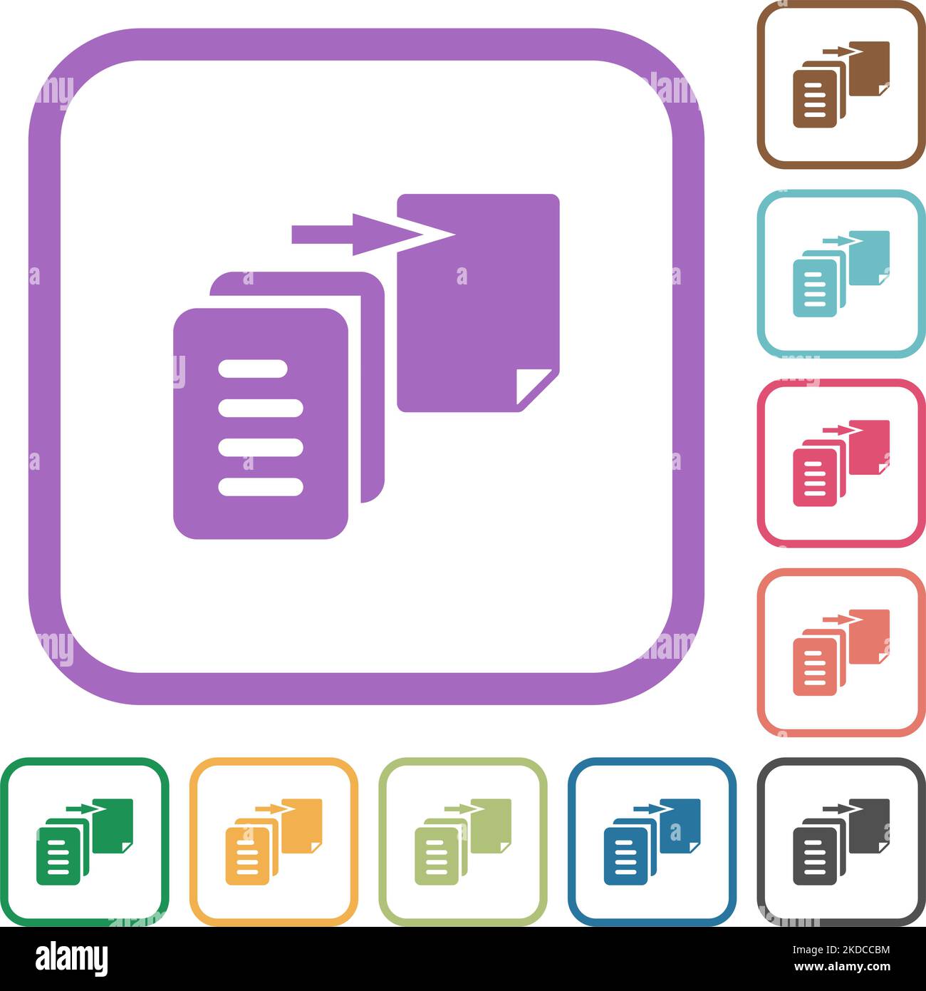 Move file solid simple icons in color rounded square frames on white background Stock Vector ...