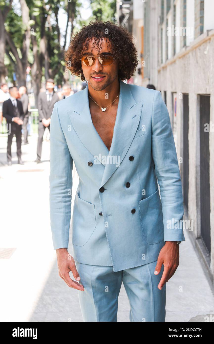 Dominic Calvert-Lewin arrives at the Emporio Armani fashion show during ...