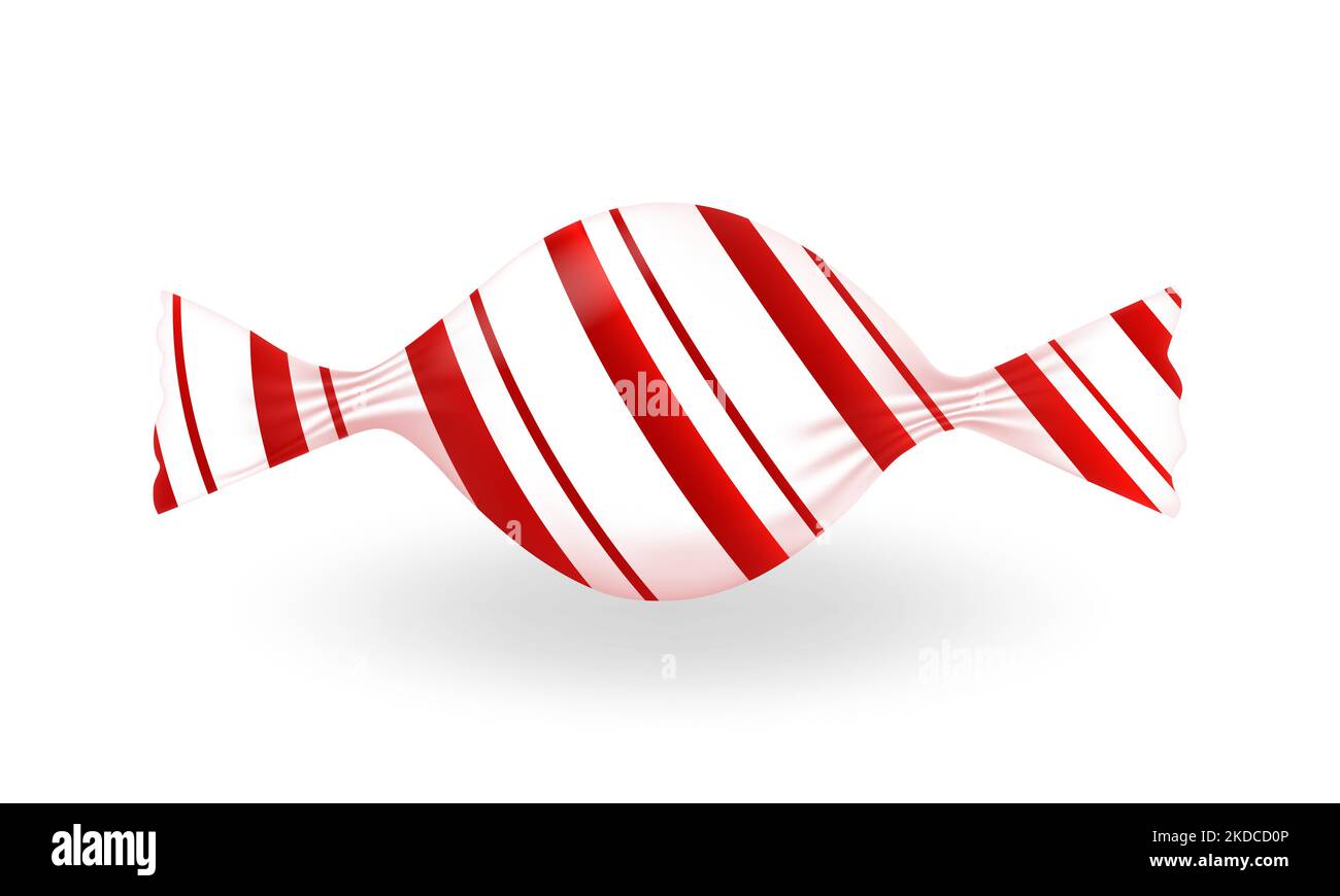Candy in a striped wrapper isolated on a white background. Sweet ...