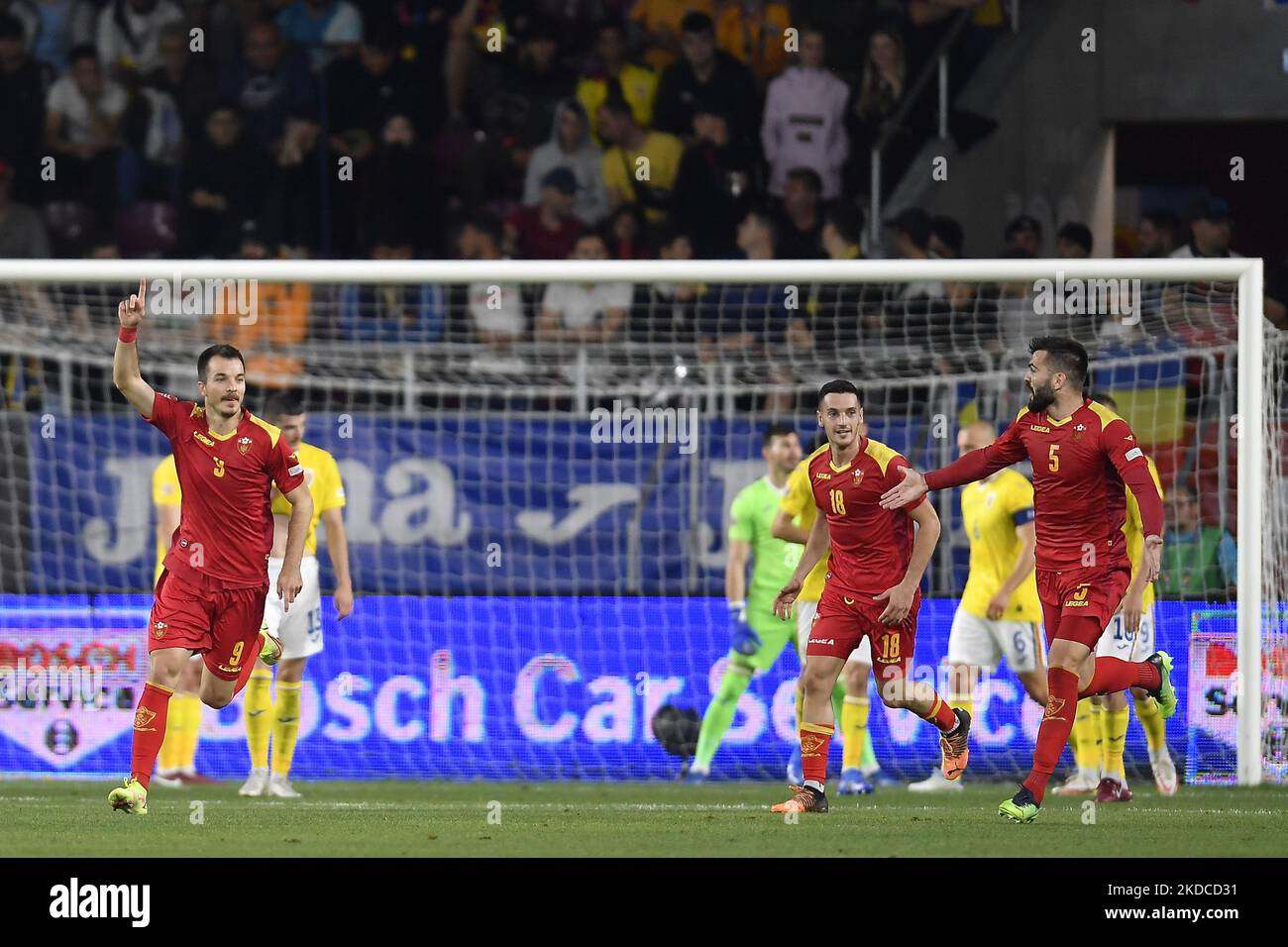 Stefan Mugosa celebrates in action during the UEFA Nations League ...