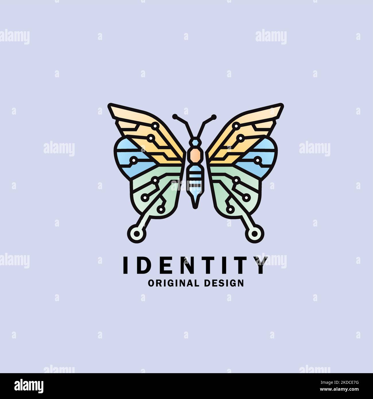 A butterfly-shaped data science logo design in pastel colors with an ...