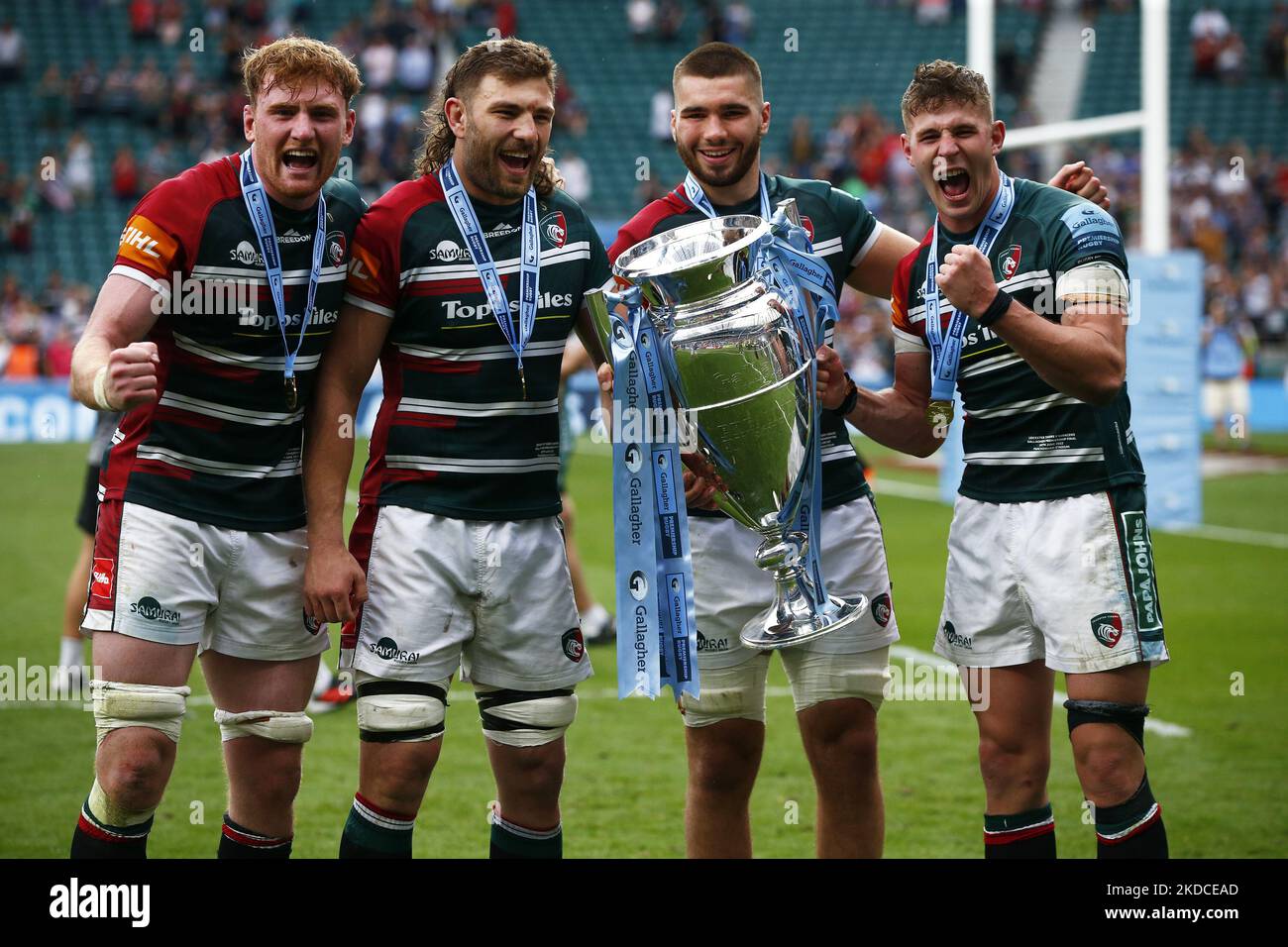 LONDON ENGLAND - JUNE 18 :L-R Ollie Chessum of Leicester Tigers , Harry ...