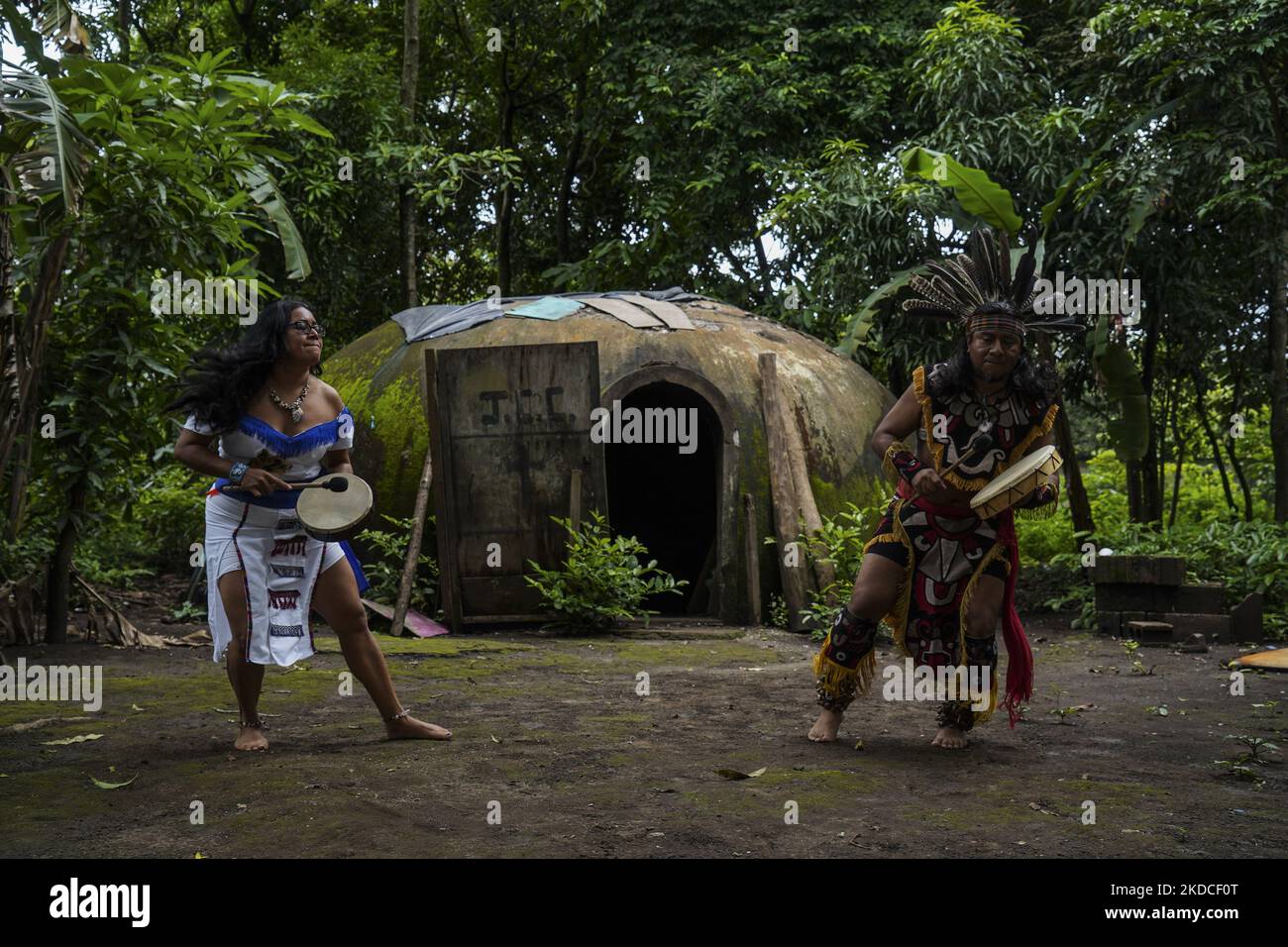 Pipil dancers perform a traditional indigenous dance during a summer ...