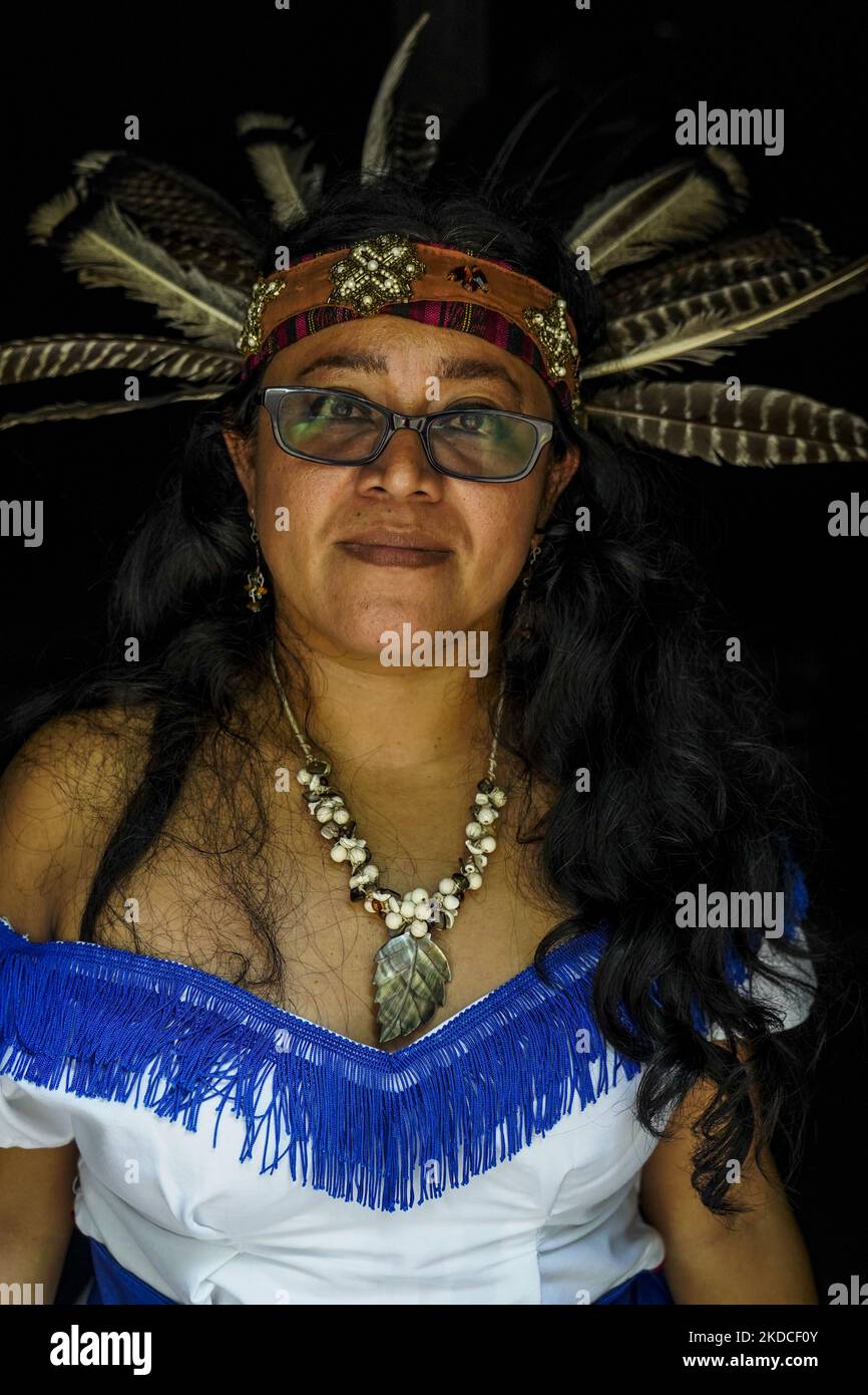 Melisa, a Pipil dancer poses for a picture during a summer solstice ...