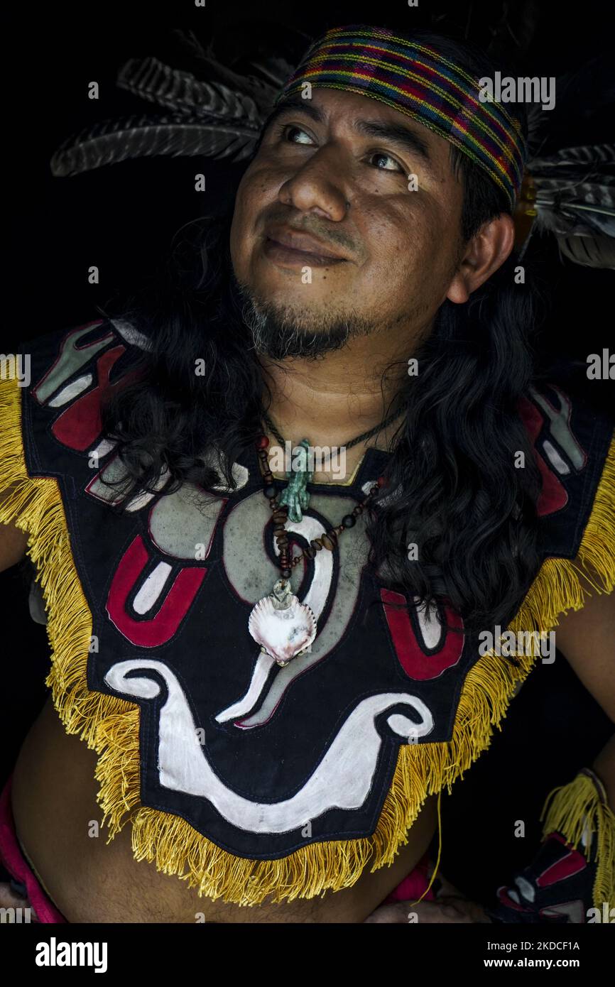 Amilcar, a Pipil dancer poses for a picture during a summer solstice ...