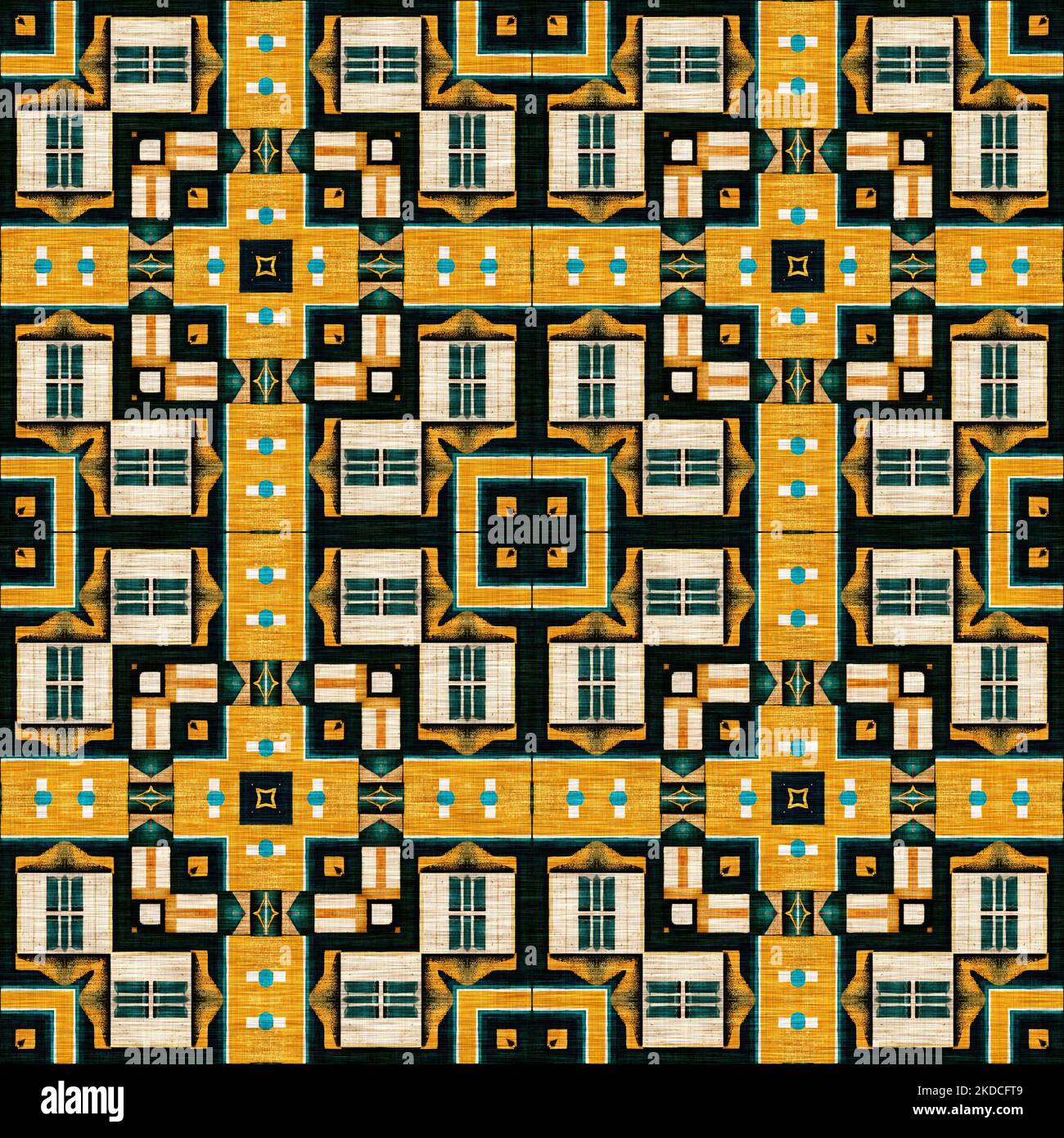 Traditional tile mosaic seamless pattern print. Fabric effect mexican ...